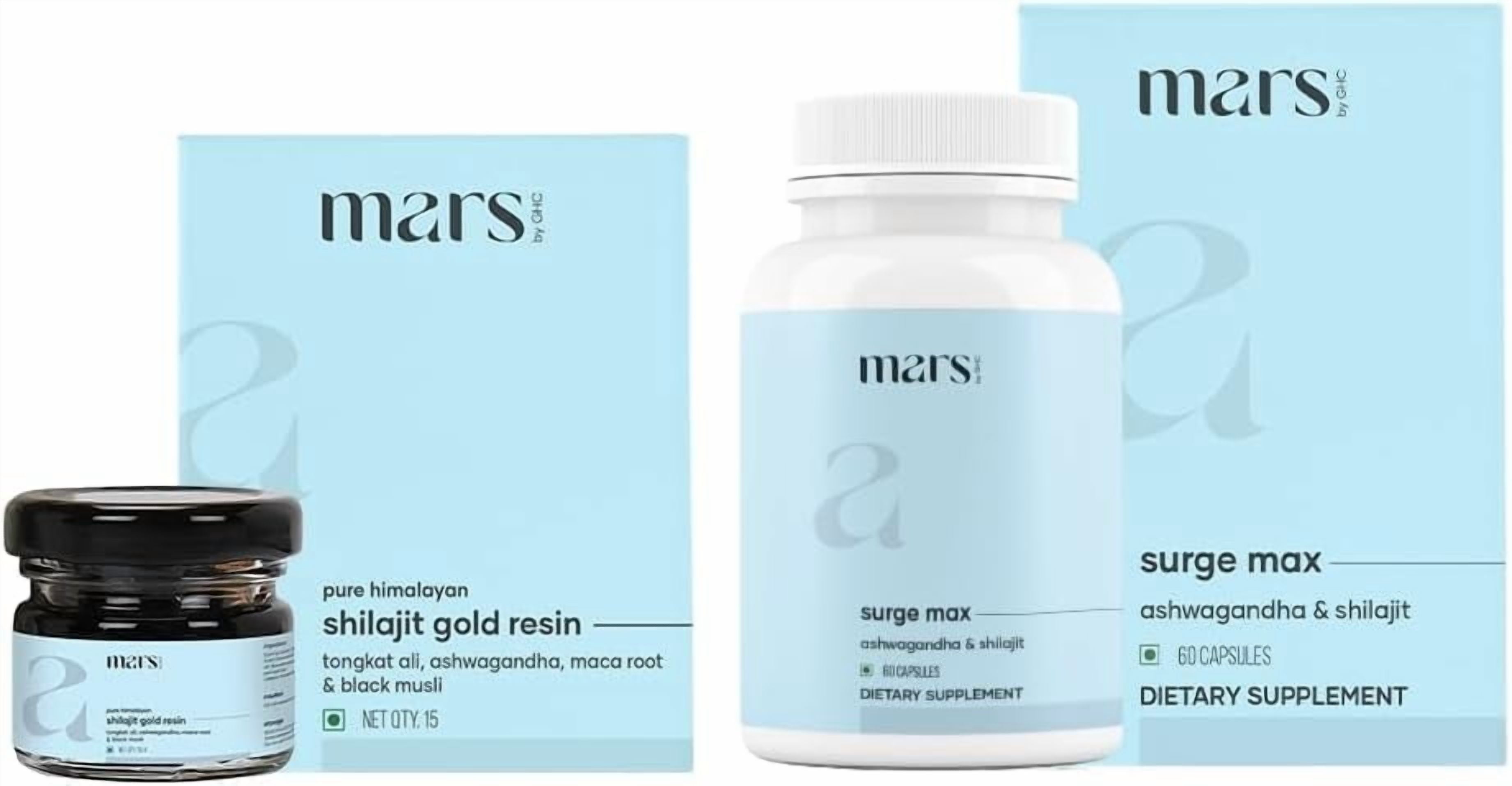 Mars Performance Combo: Surge Max Caps, Pure Himalayan Shilajit Resin ...
