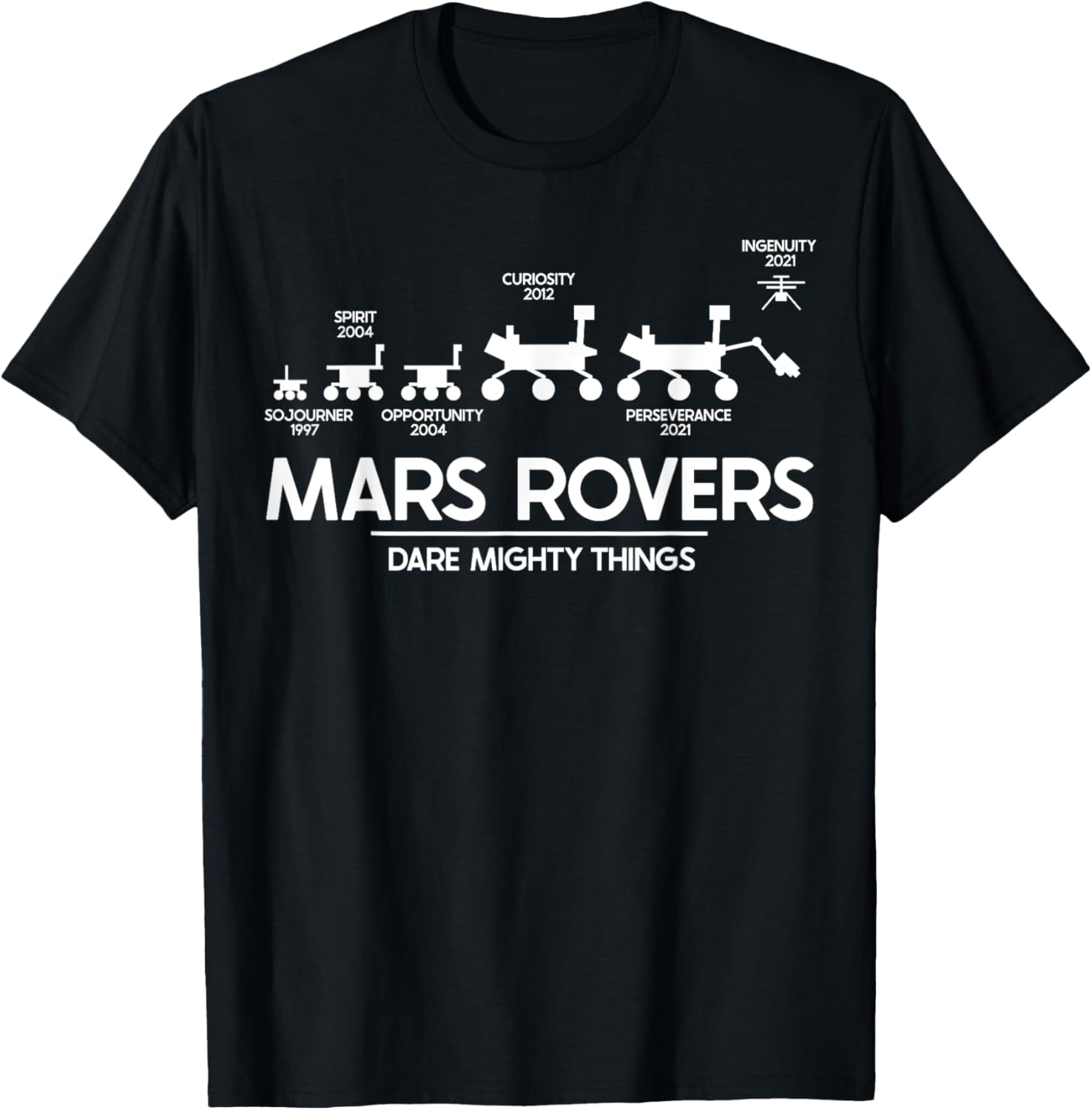 Mars Perseverance Rover Dare Mighty Things Landing Timeline T-Shirt ...