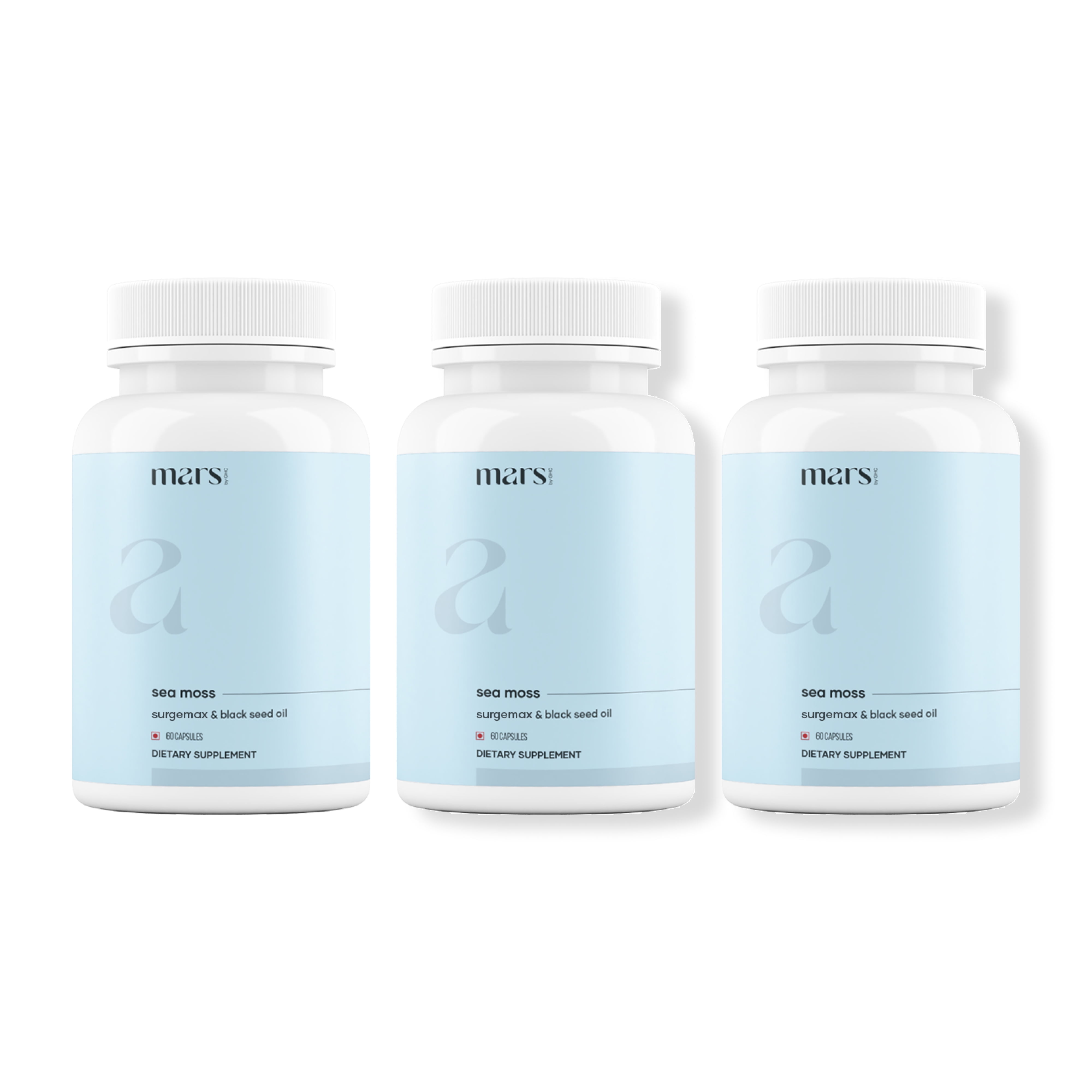 Mars Sea Moss Caps Surge Natural Blend with Black Seed Oil, Shilajit ...