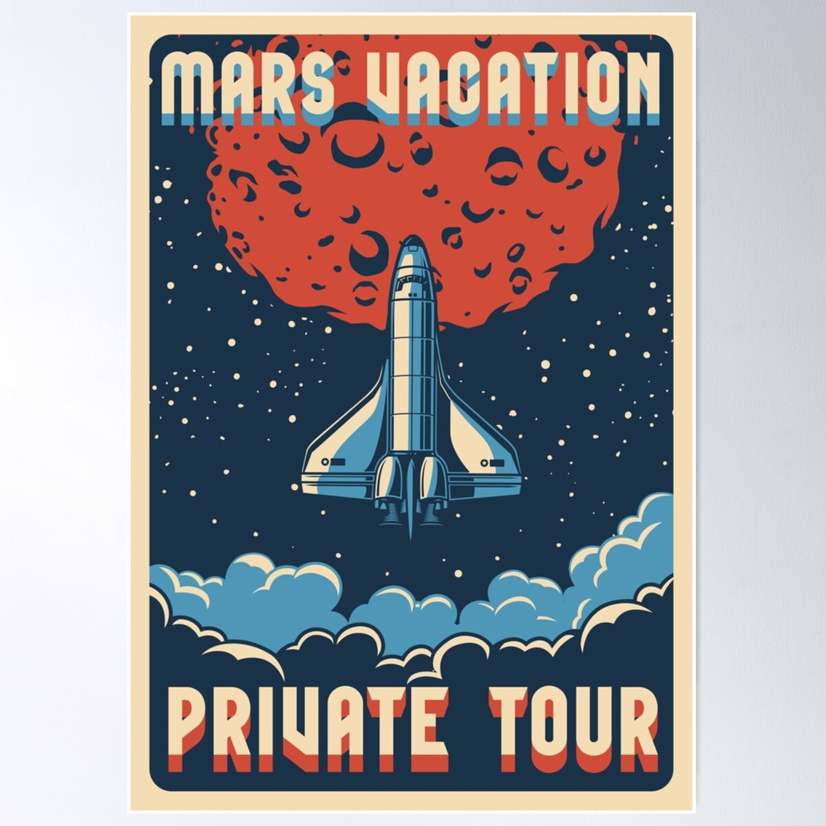 Mars Vacation Private Tour Vintage Space Exploration Poster Wall Art ...