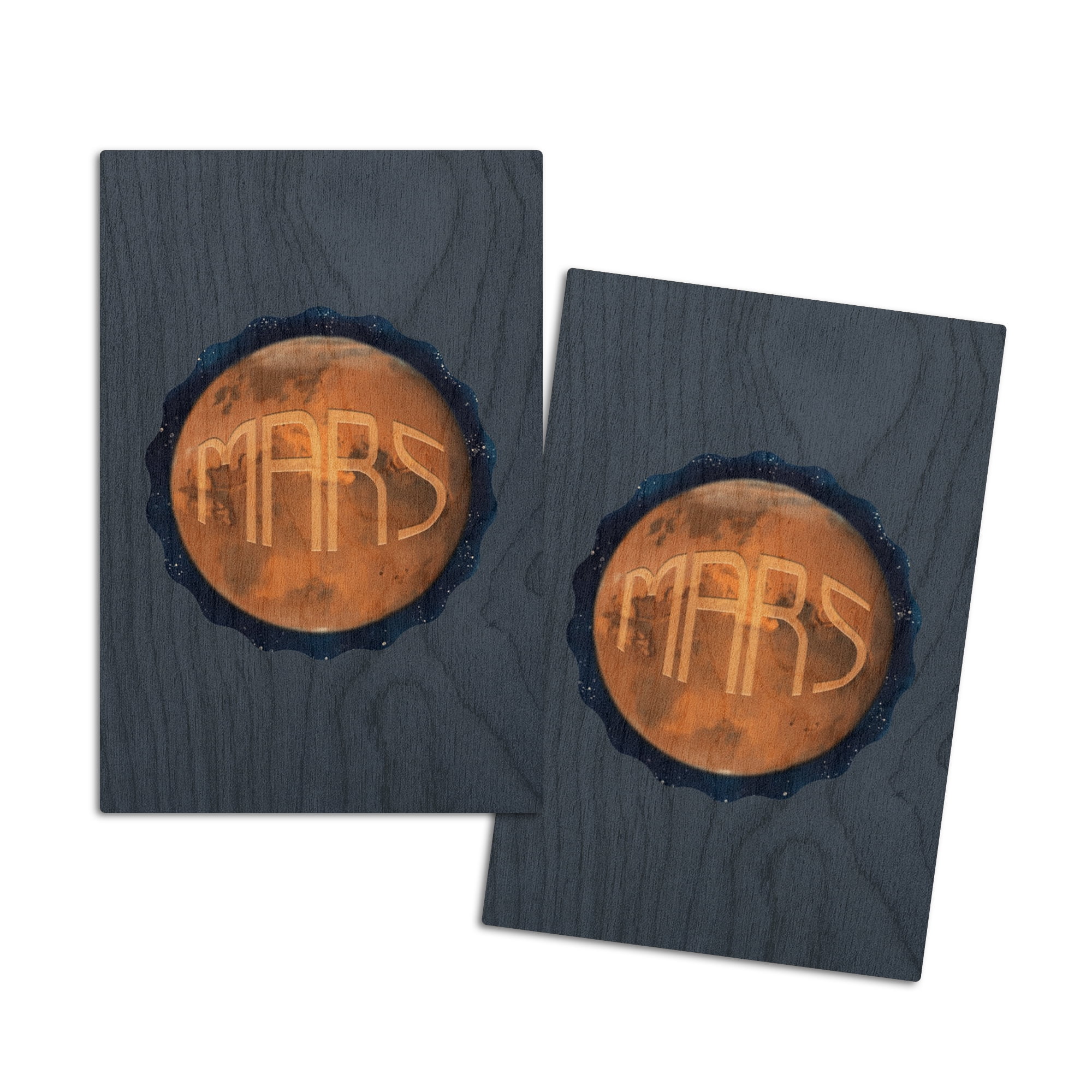 Mars, Watercolor, Contour (4x6 Birch Wood Postcards, 2-Pack Stationary ...