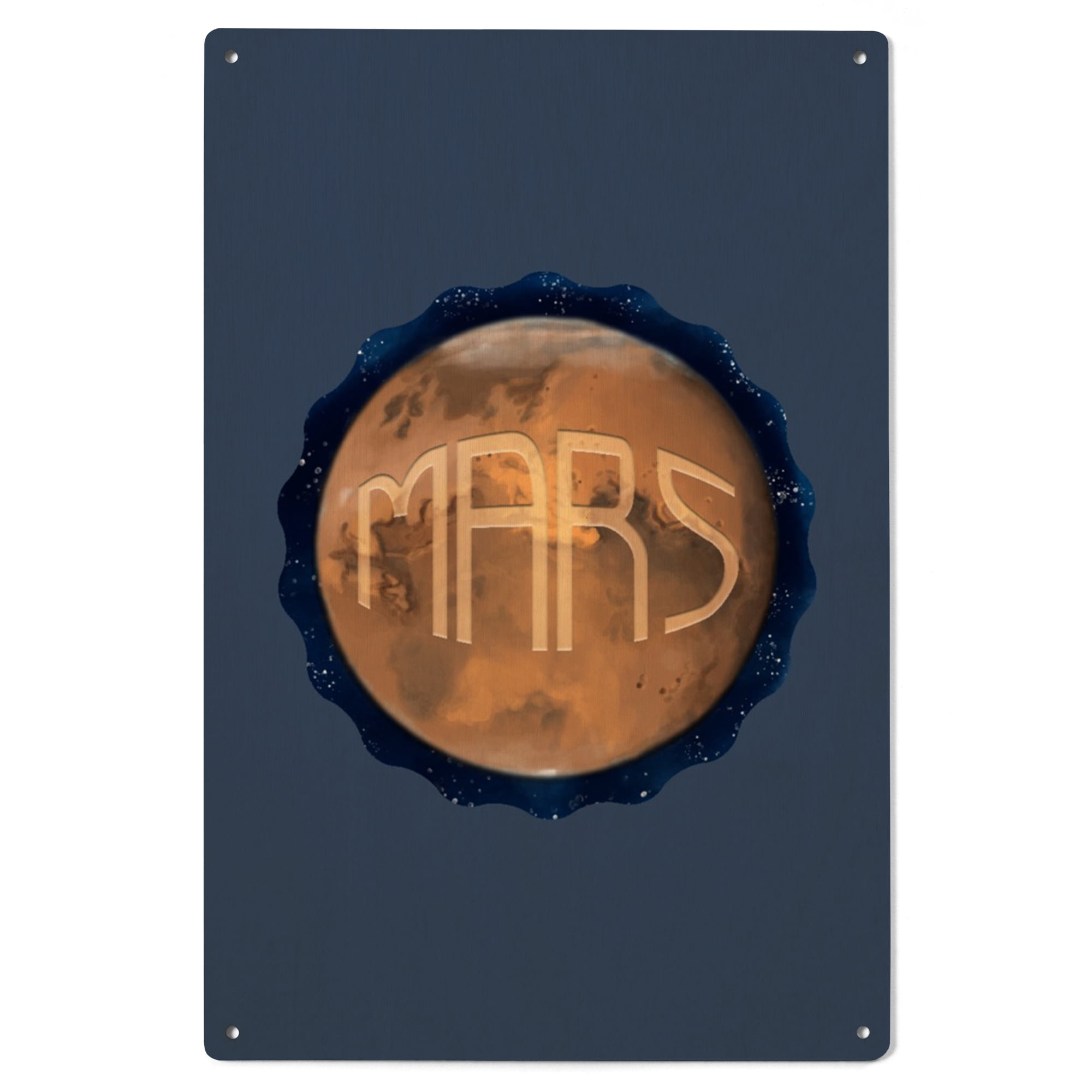 Mars, Watercolor, Contour Birch Wood Wall Sign (6x9 Rustic Home Decor, Ready to Hang Art ...