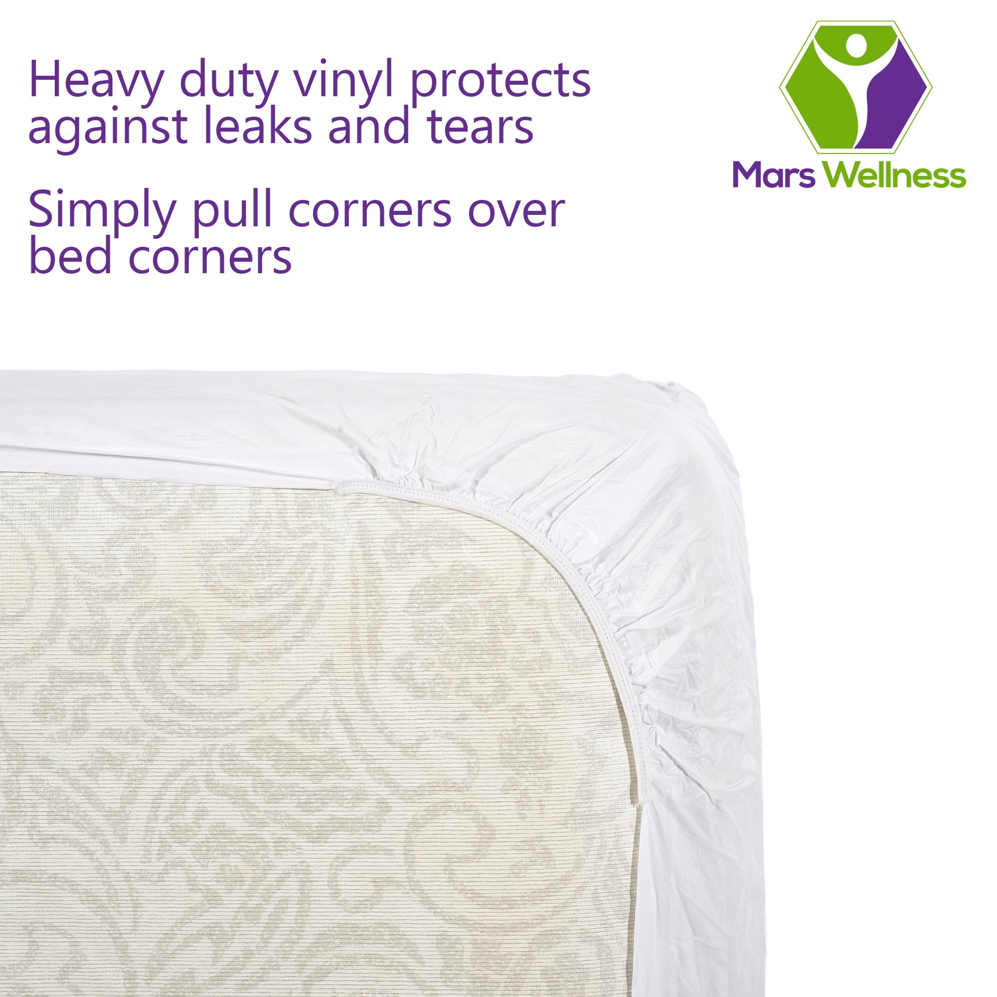 Mars Wellness Waterproof Vinyl Mattress Protector and Cover Fitted ...