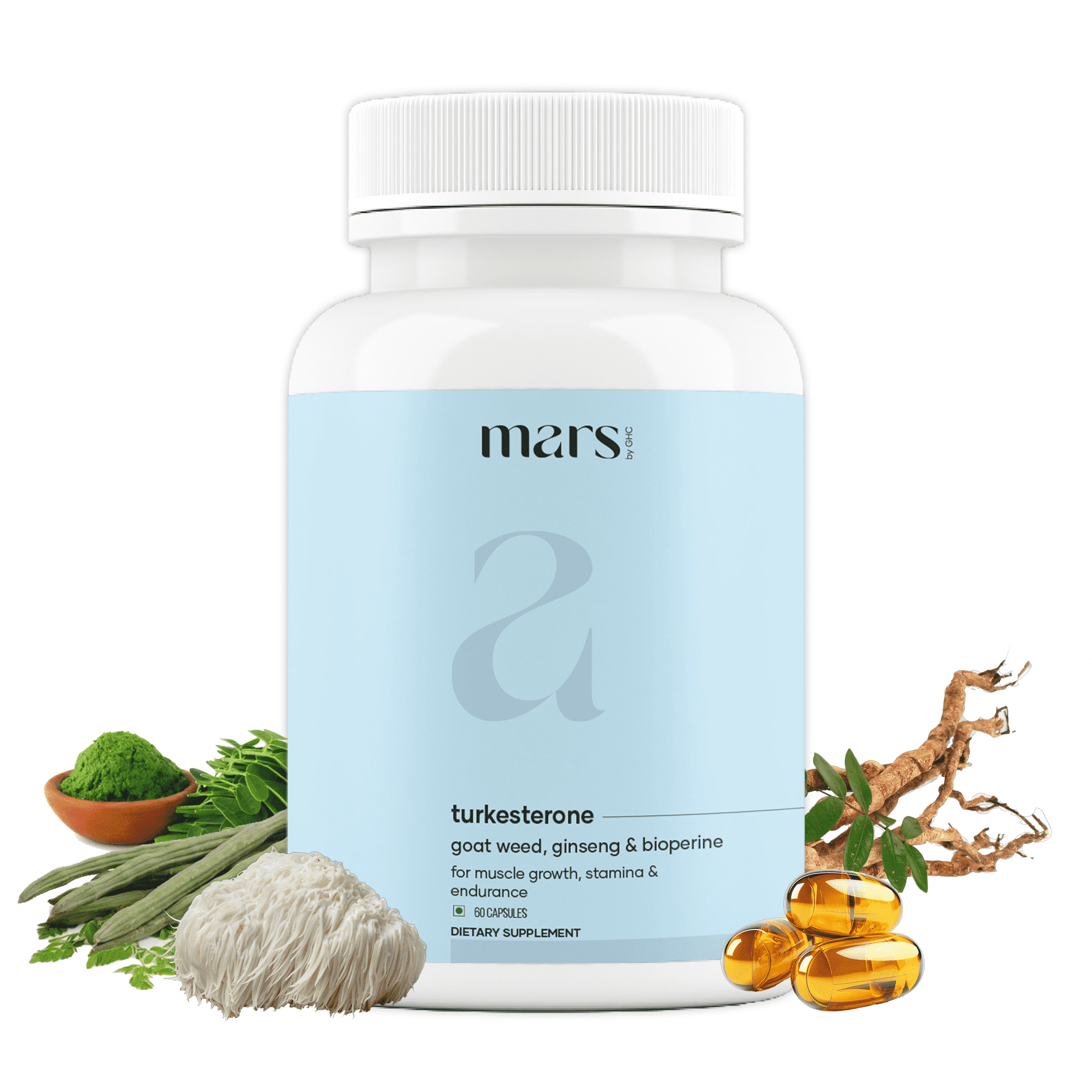 M&RS Pure Lion's Mane Capsules, Enriched with Moringa, Tongkat Ali, Cod ...