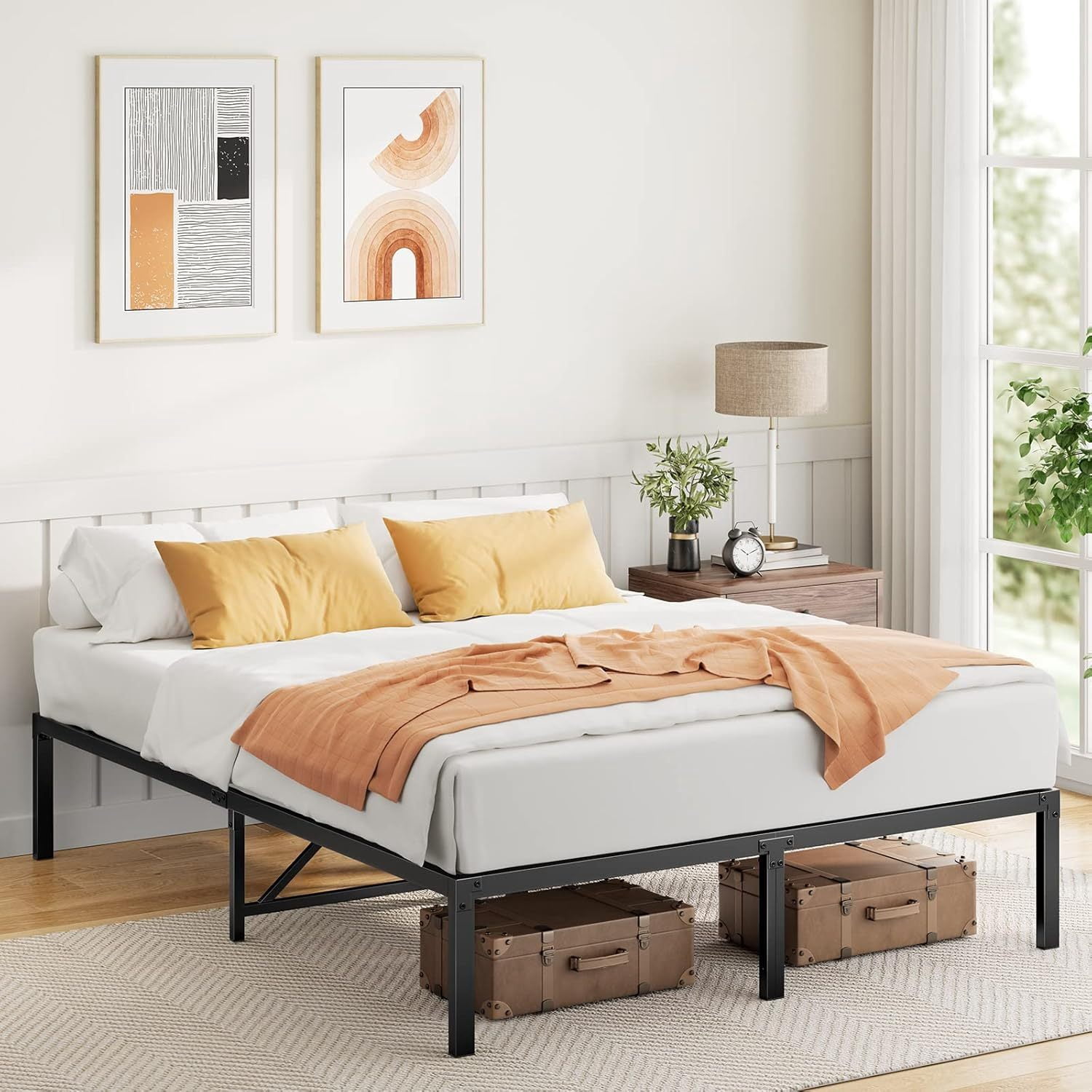 Marsail Bed Frame Full Size, 14 Inch Metal Platform Bed with Enhanced ...