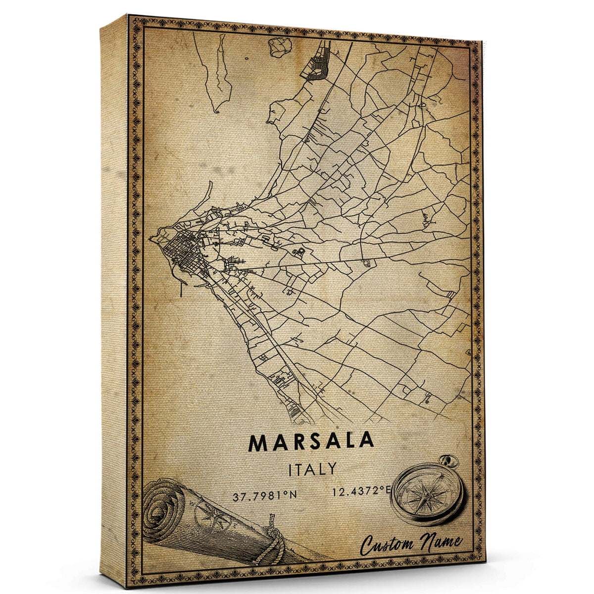 Marsala Map Poster, Italy Map Art Poster, Canvas, Marsala Map City ...