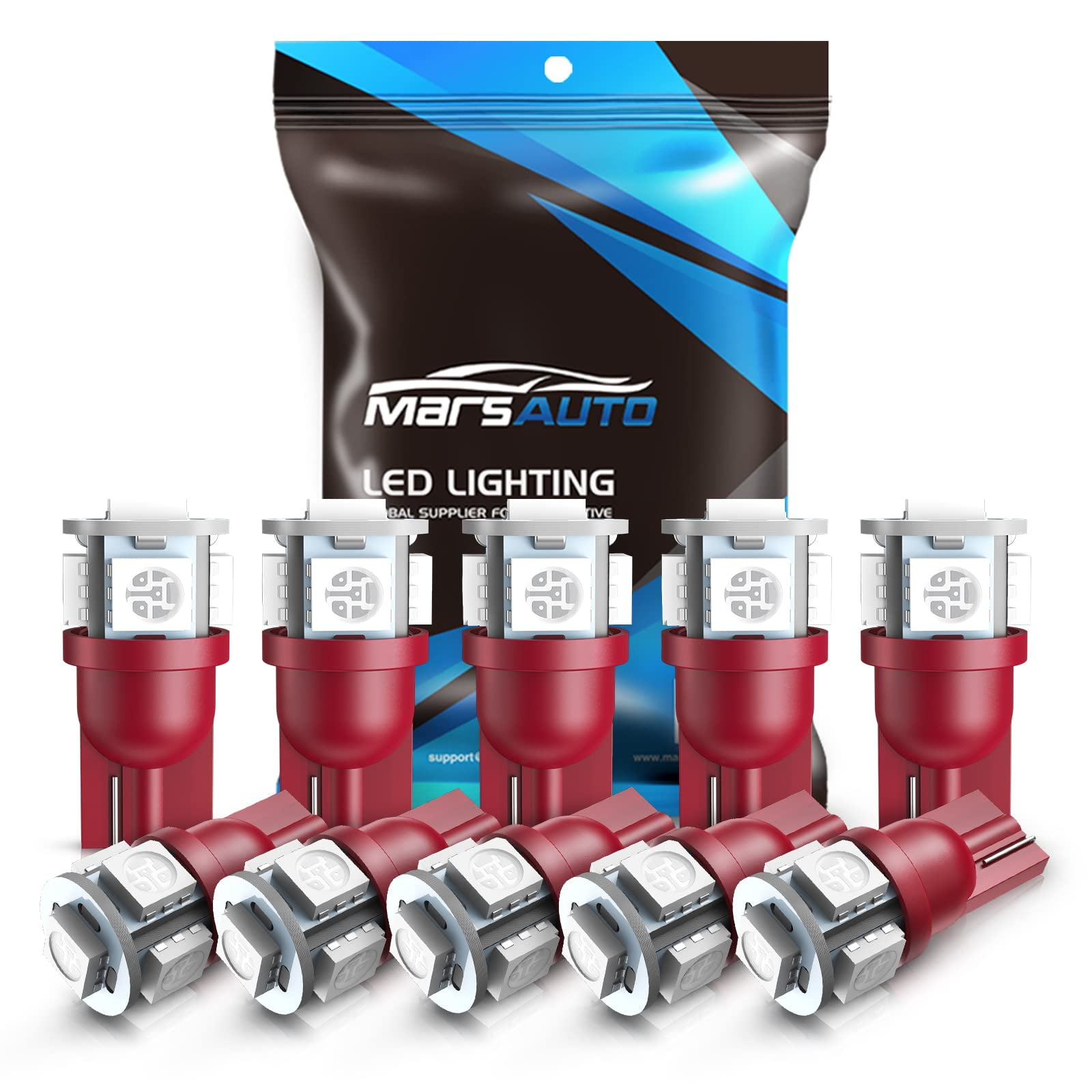Marsauto 194 LED Bulb SSF20 Brilliant Red 168 T10 2825 5SMD No Polarity Replacement Bulbs for ...