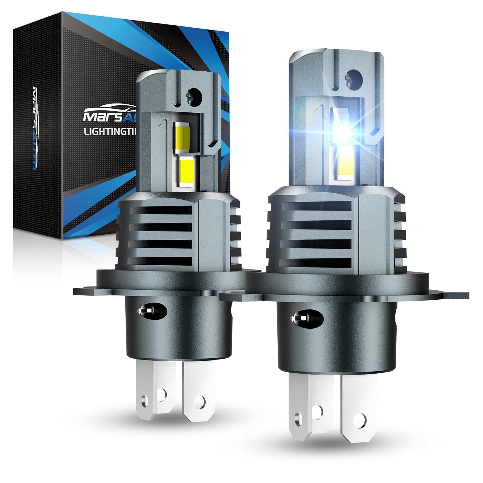 Marsauto H4 Bulbs, 800% IFF17 Super Bright H4 Light Bulbs, 48000LM 1:1 ...