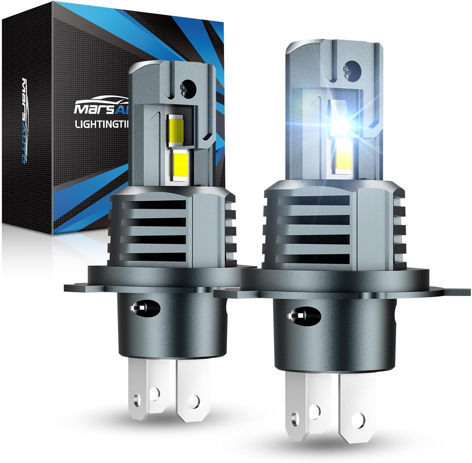 Marsauto H4 Bulbs, 800% Super Bright H4 Light Bulbs, 48000LM 1:1 Mini ...