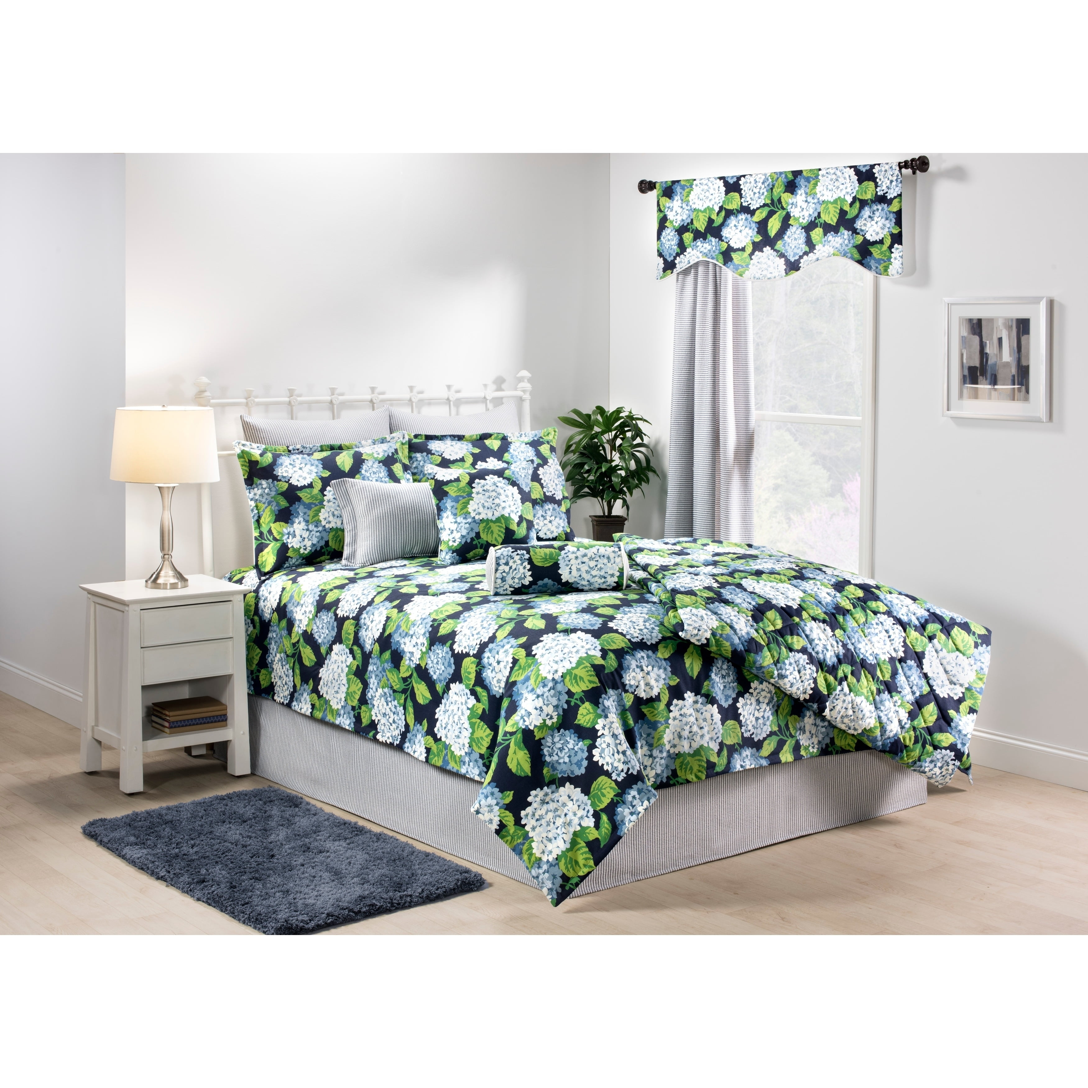 Marseille floral blue hydrangea Comforter set Twin 3 Piece - Walmart.com