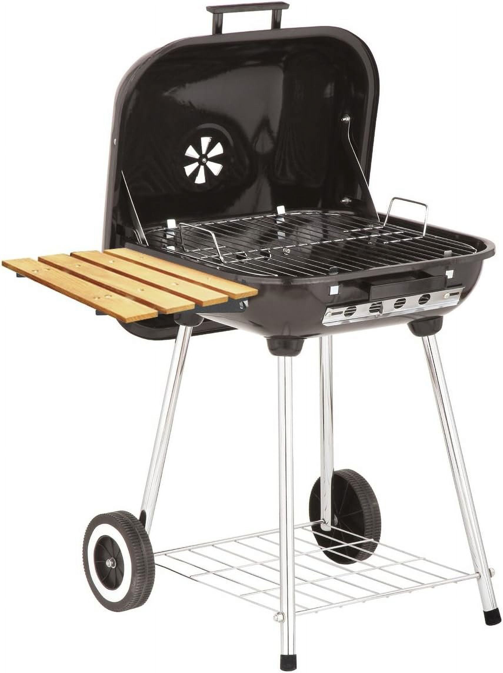 Marsh Allen 18623 22-Inch Covered Charcoal Brazier with Wood Shelf ...