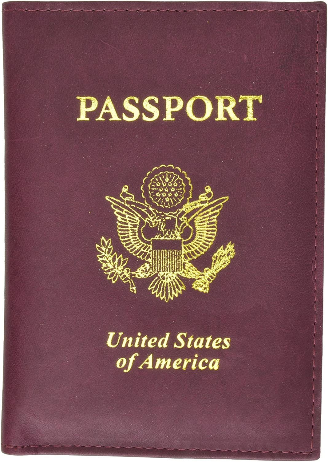 Marshal 601 USA Gold Genuine Leather Passport Cover for Travel with ...