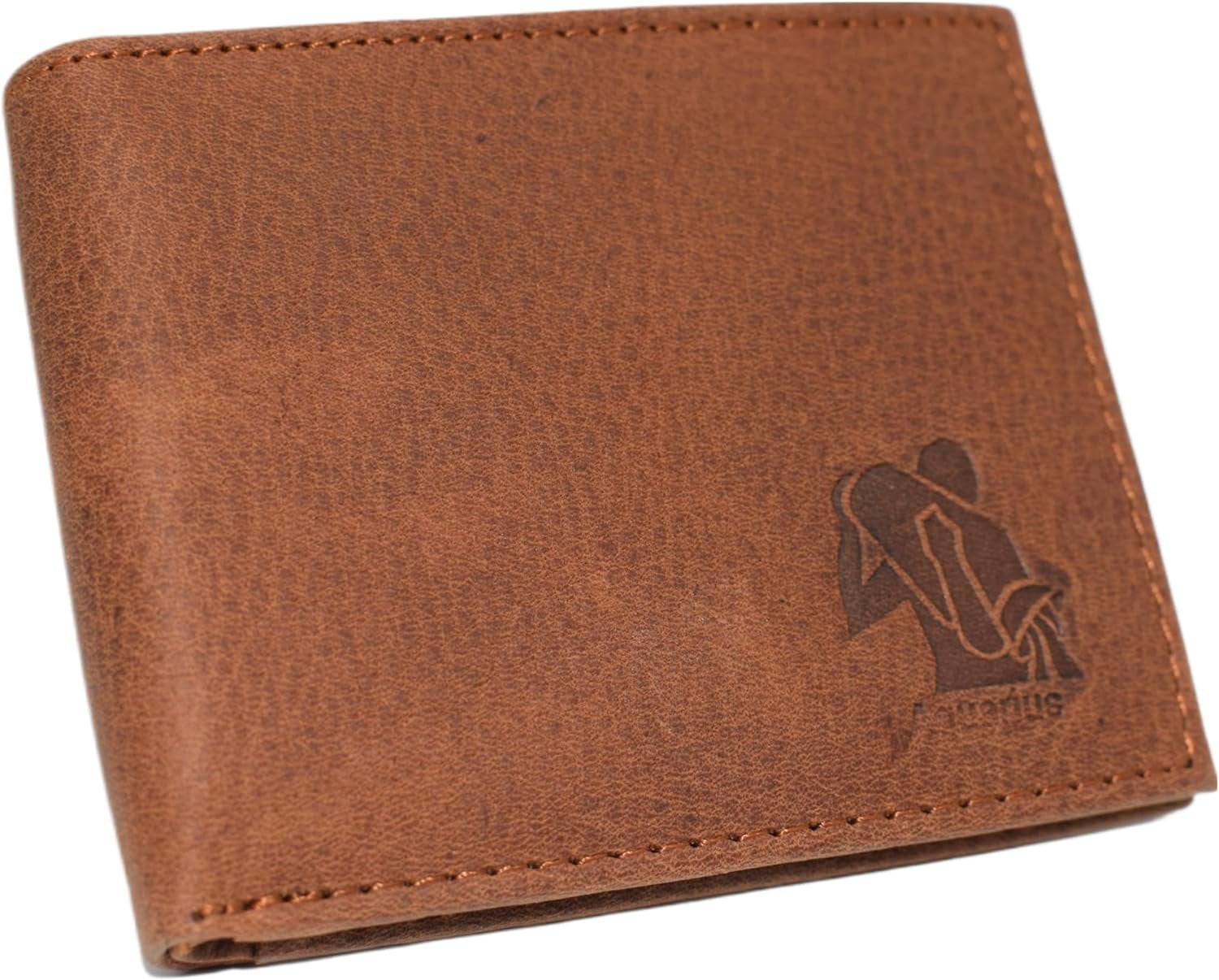Marshal Aquarius Zodiac Sign RFID Blocking Real Leather Bifold Trifold ...