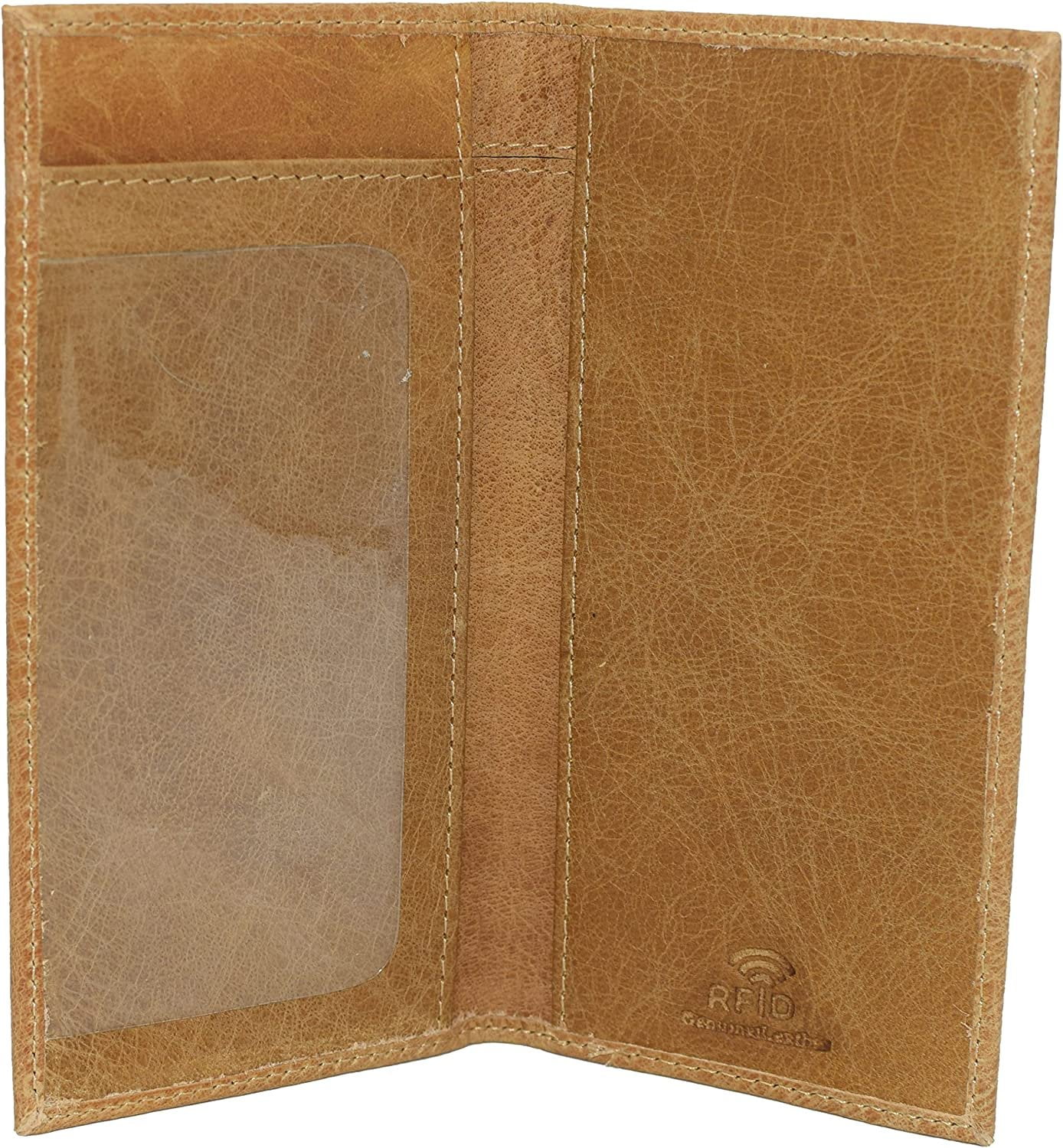 Marshal Cowhide Leather Basic Checkbook Cover RFID Blocking for Men ...