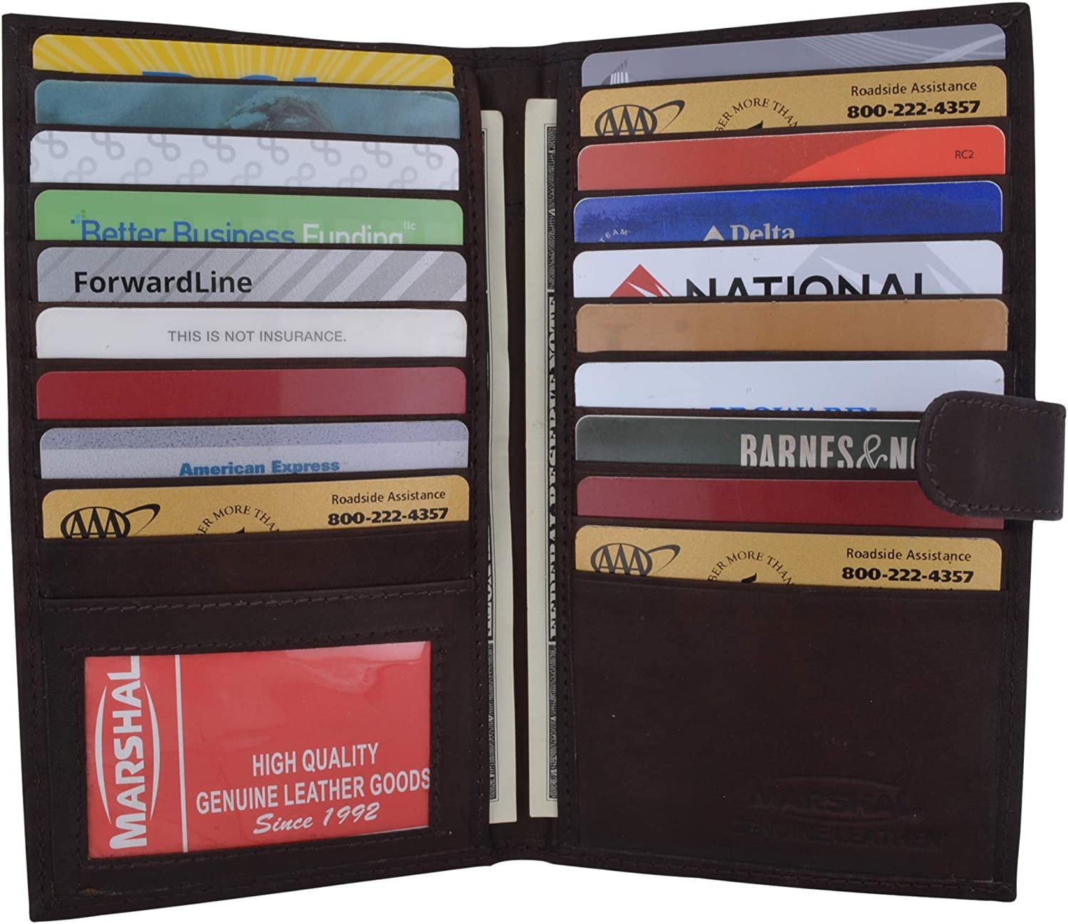 Marshal Genuine Leather Bi-fold Card Holder #1629CF - Walmart.com