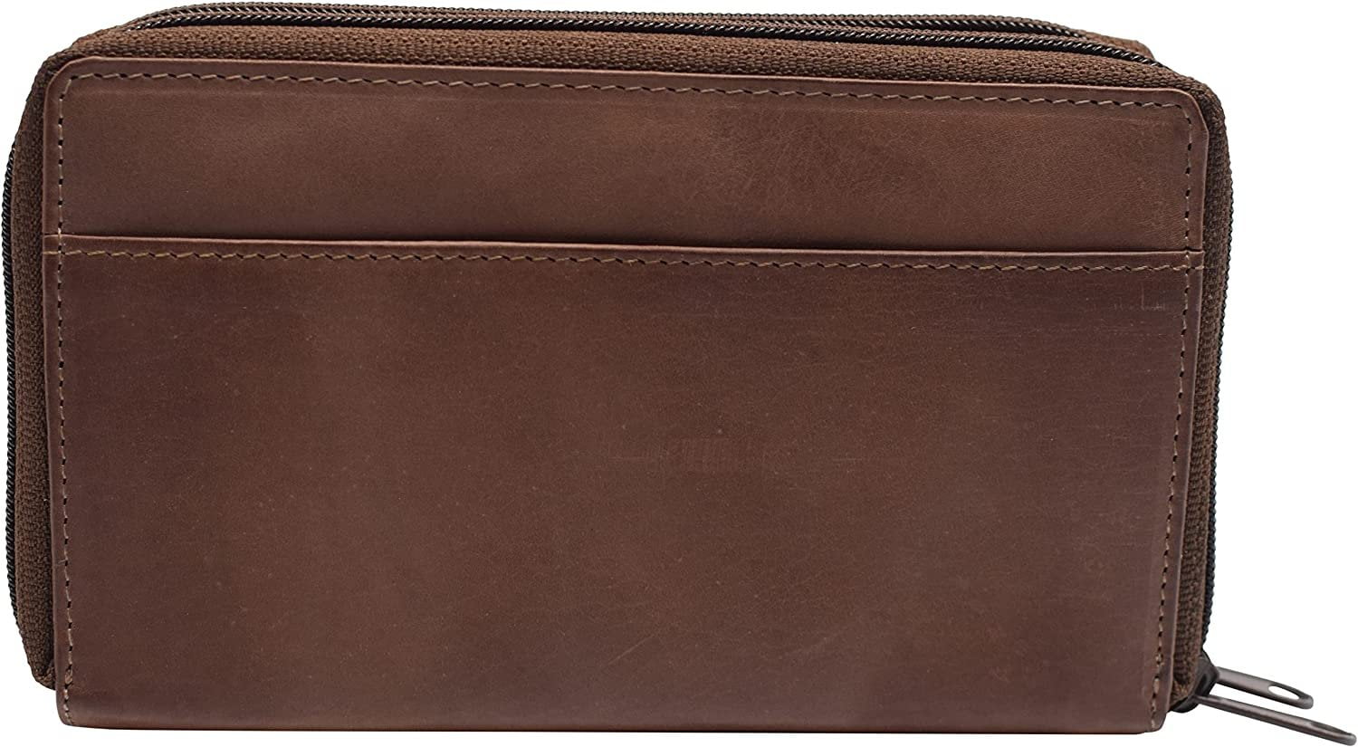 Marshal Genuine Leather Double Zipper Clutch Checkbook Wallet for Women ...