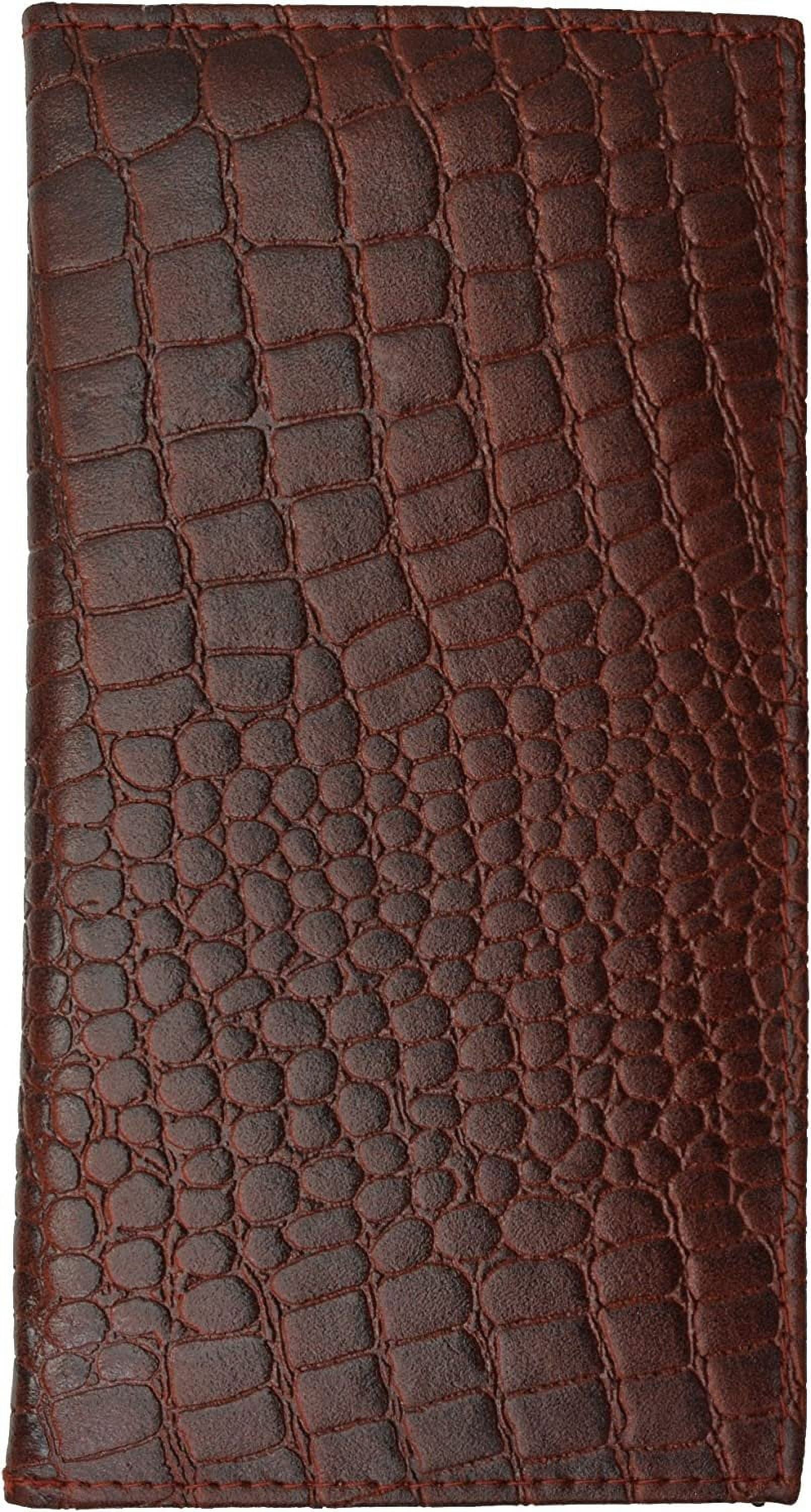 Marshal Genuine Leather Slim Crocodile Checkbook Cover Burgundy ...