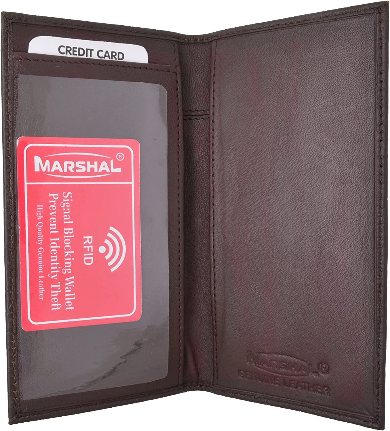 Marshal Genuine Leather Slim Crocodile Checkbook Cover RFID Brown ...