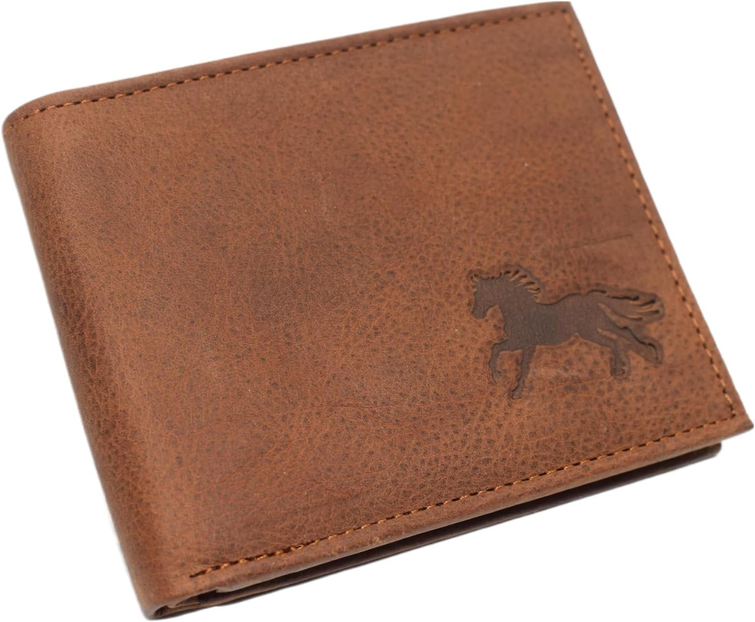 Marshal Horse Running RFID Blocking Men's Genuine Leather Bifold ...