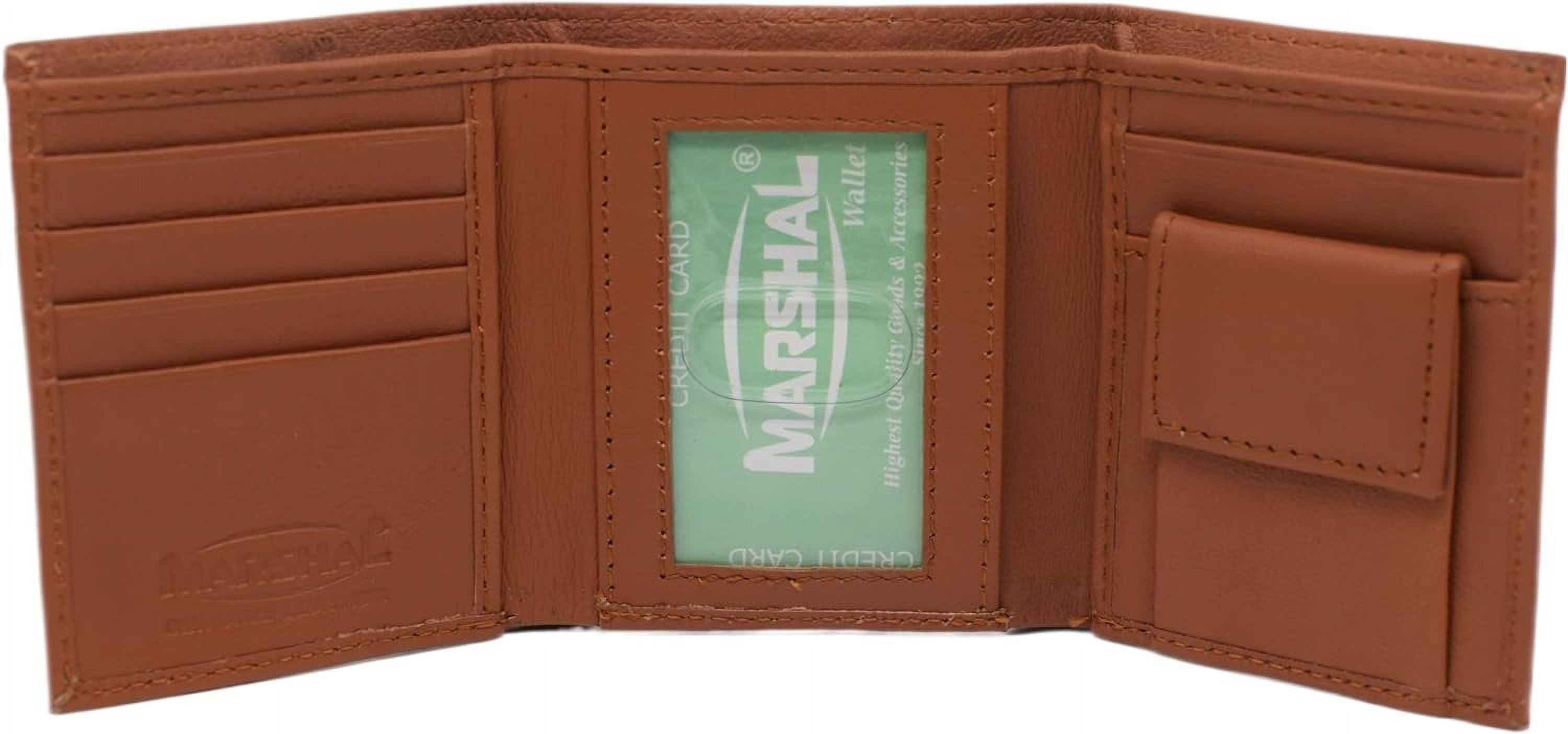Marshal Kids Slim Compact ID and Coin Pocket Genuine Leather Trifold ...