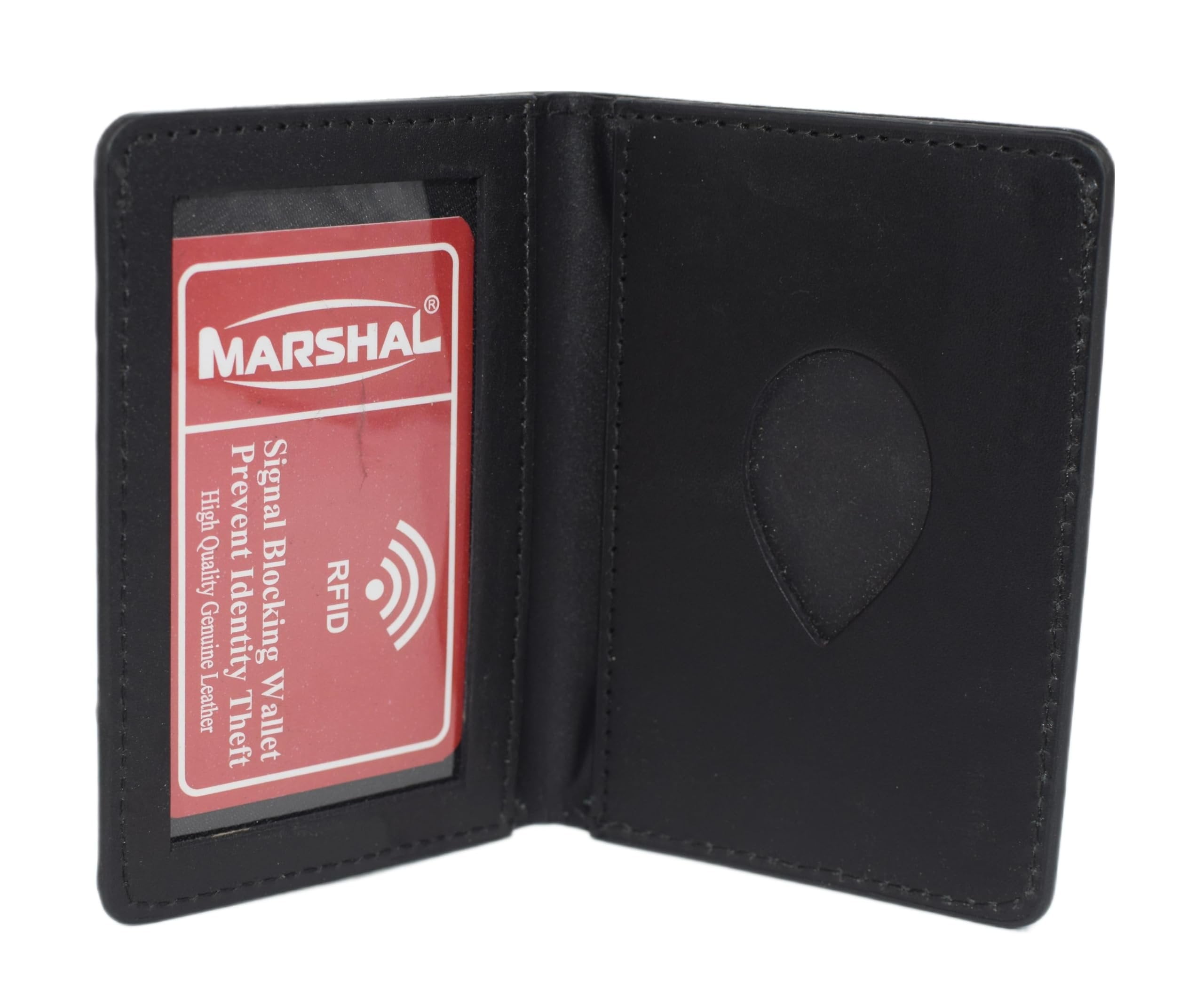 Marshal Leather ID Wallet Case with Badge Holder for Police Officer ...