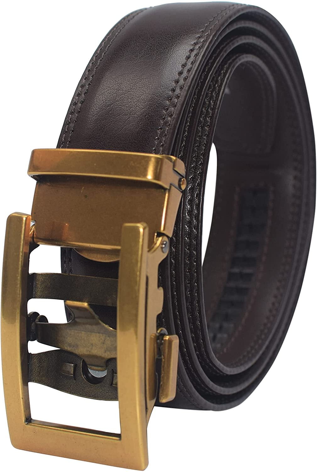 Marshal Men's Genuine Leather Ratchet Dress Belt With Automatic Buckle ...