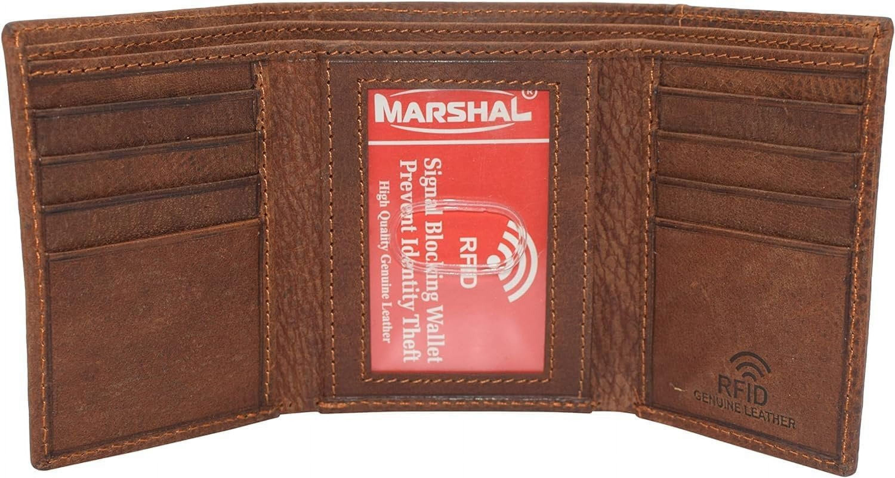 Marshal RFID Blocking Elephant Genuine Leather Bifold Trifold Wallet ...