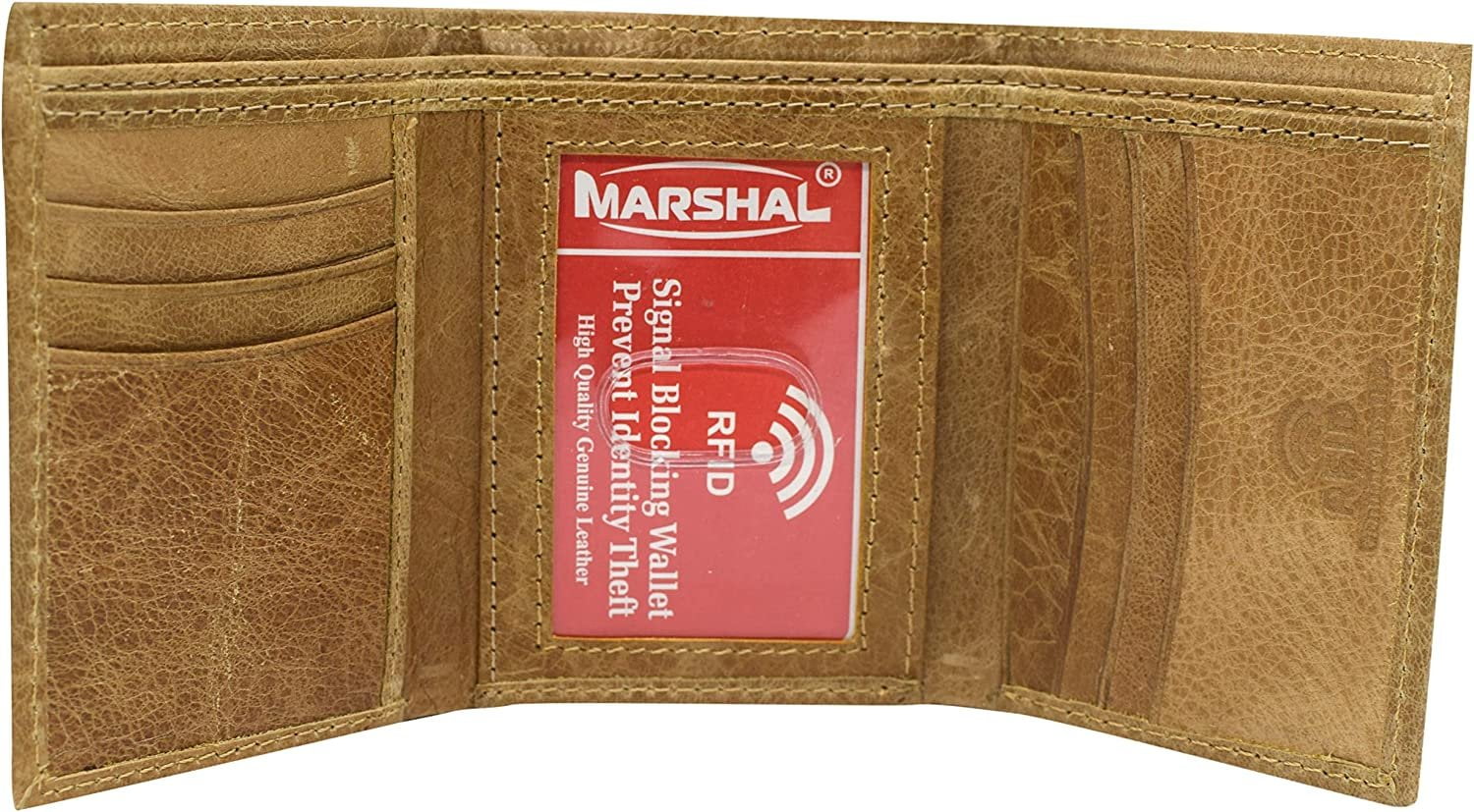 Marshal RFID Blocking Men's Genuine Leather Slim Trifold Credit Card ID ...