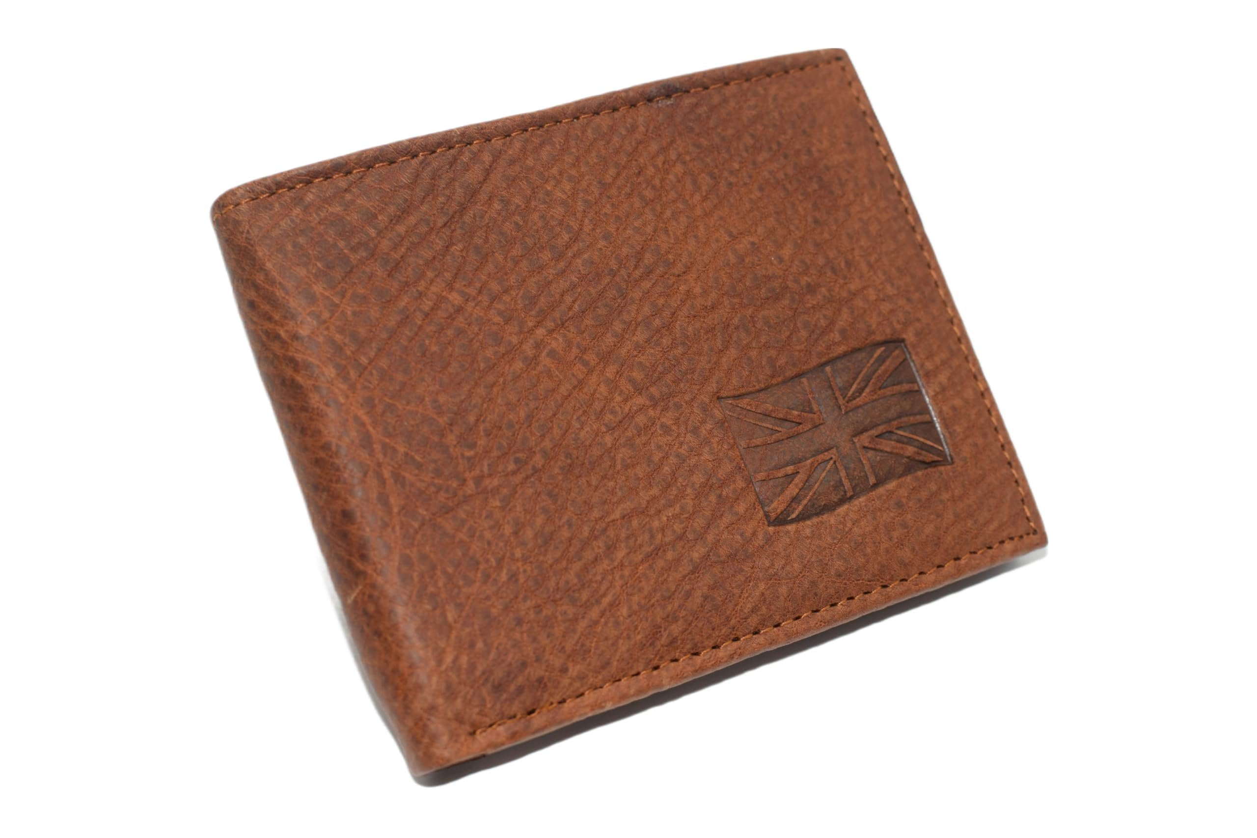 Marshal UK Flag RFID Blocking Genuine Leather Bifold Trifold British ...