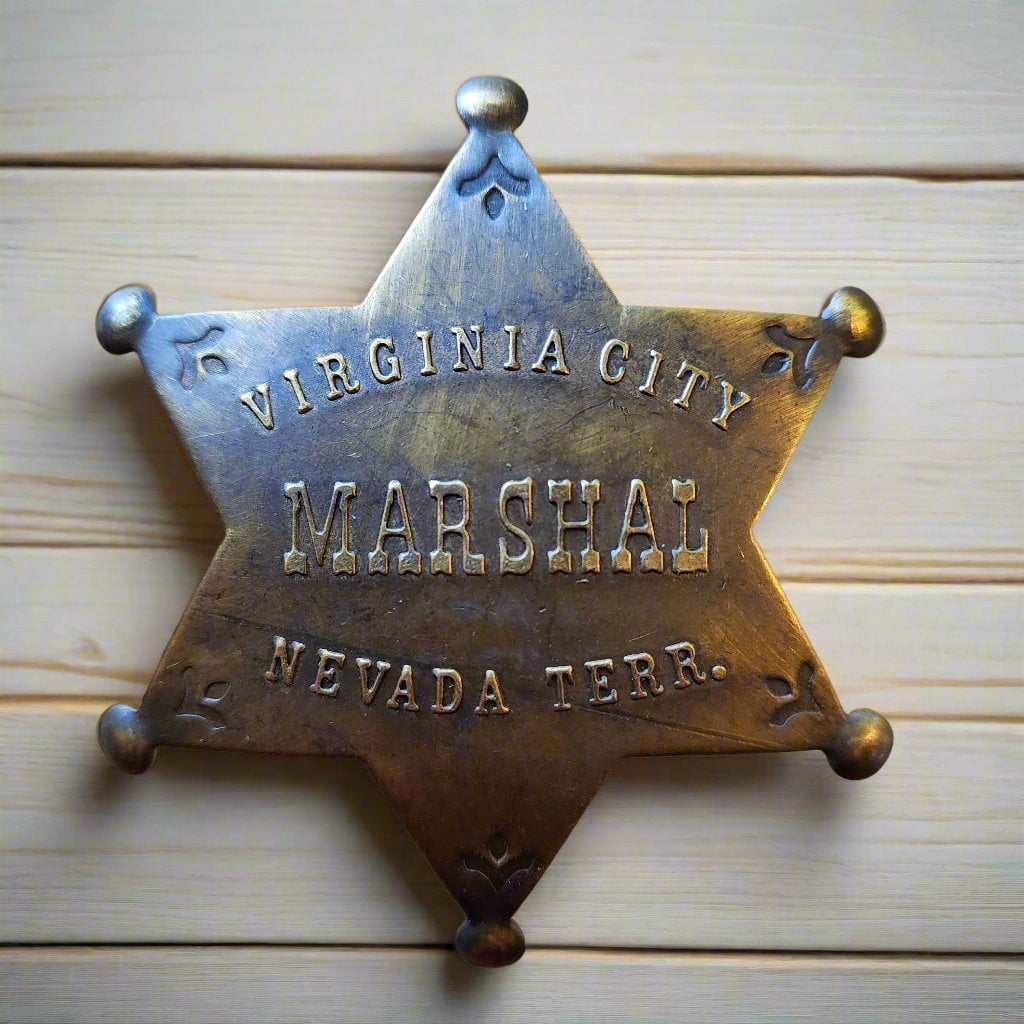 Marshal Virginia City Nevada Terr. Solid Brass Star Badge With Antique ...