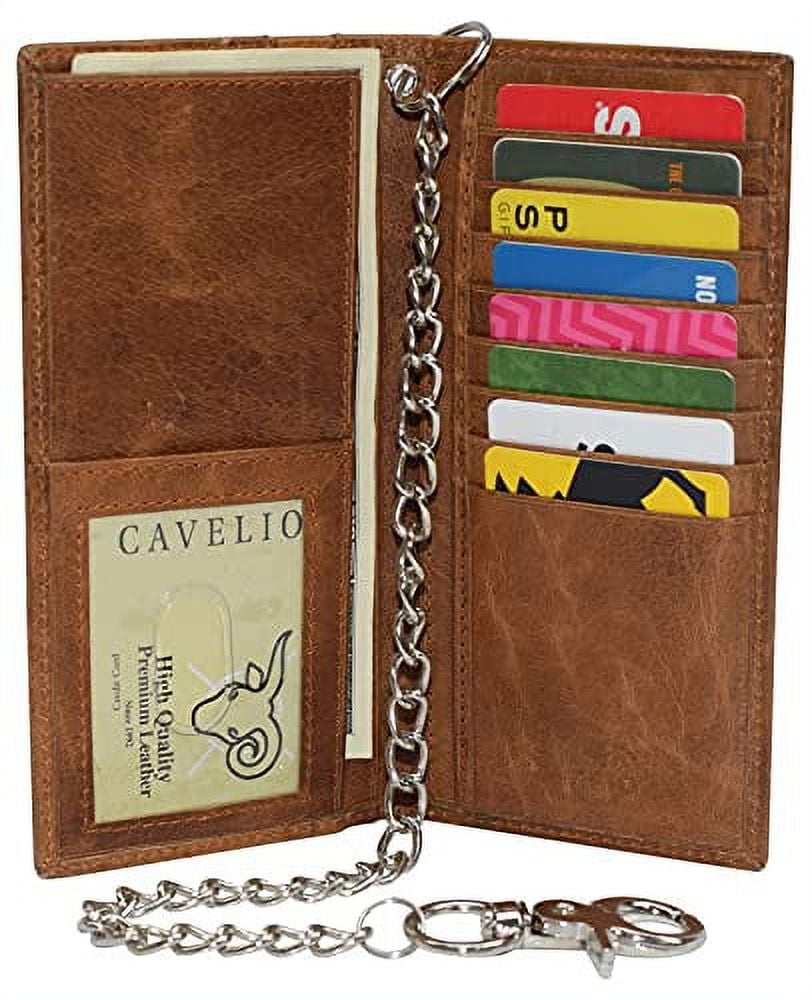 Cavelio Premium Hunter Leather Biker Wallet with RFID Blocking, Chain ...