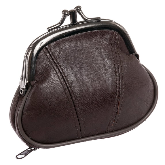 Marshal Wallet Womens Leather Kiss Lock Coin Purse, Brown, 4.5 x 4.5 ...