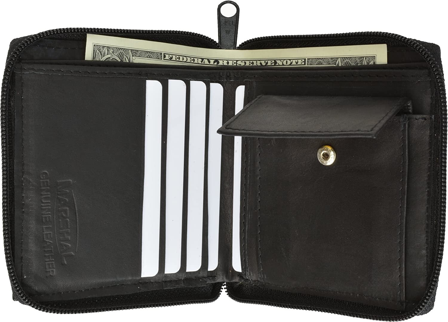 Marshal Zip Around Bifold Wallet with Snap Down Coin Purse for Men ...