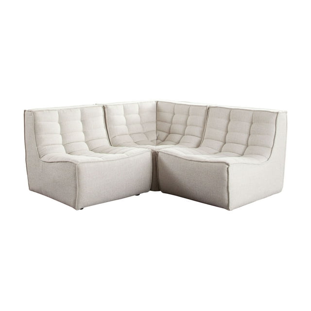 Marshall 3PC Corner Modular Sectional with Scooped Seat in Sand Fabric ...