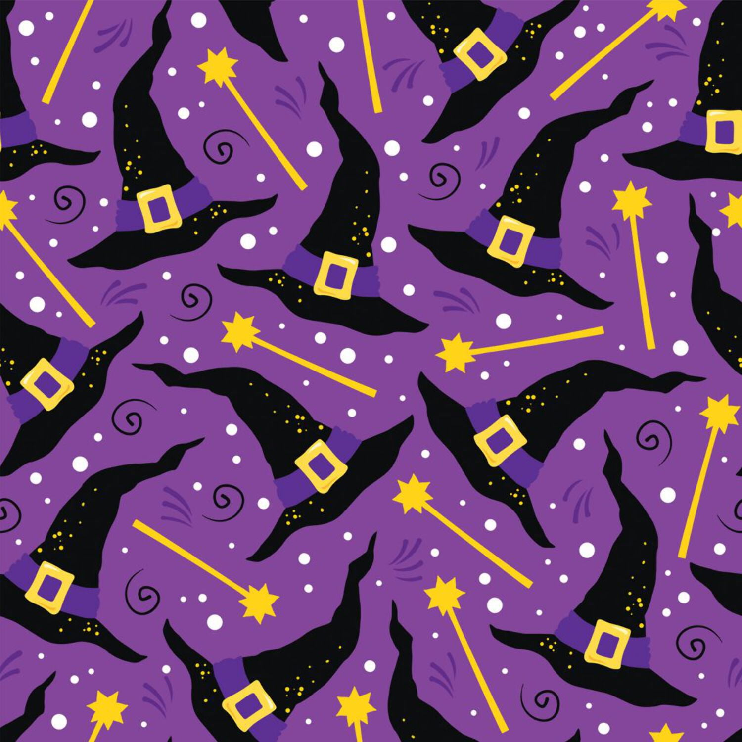 Marshall Dry Goods 45 x 36 Inch 100% Cotton Halloween Witches Hats and ...