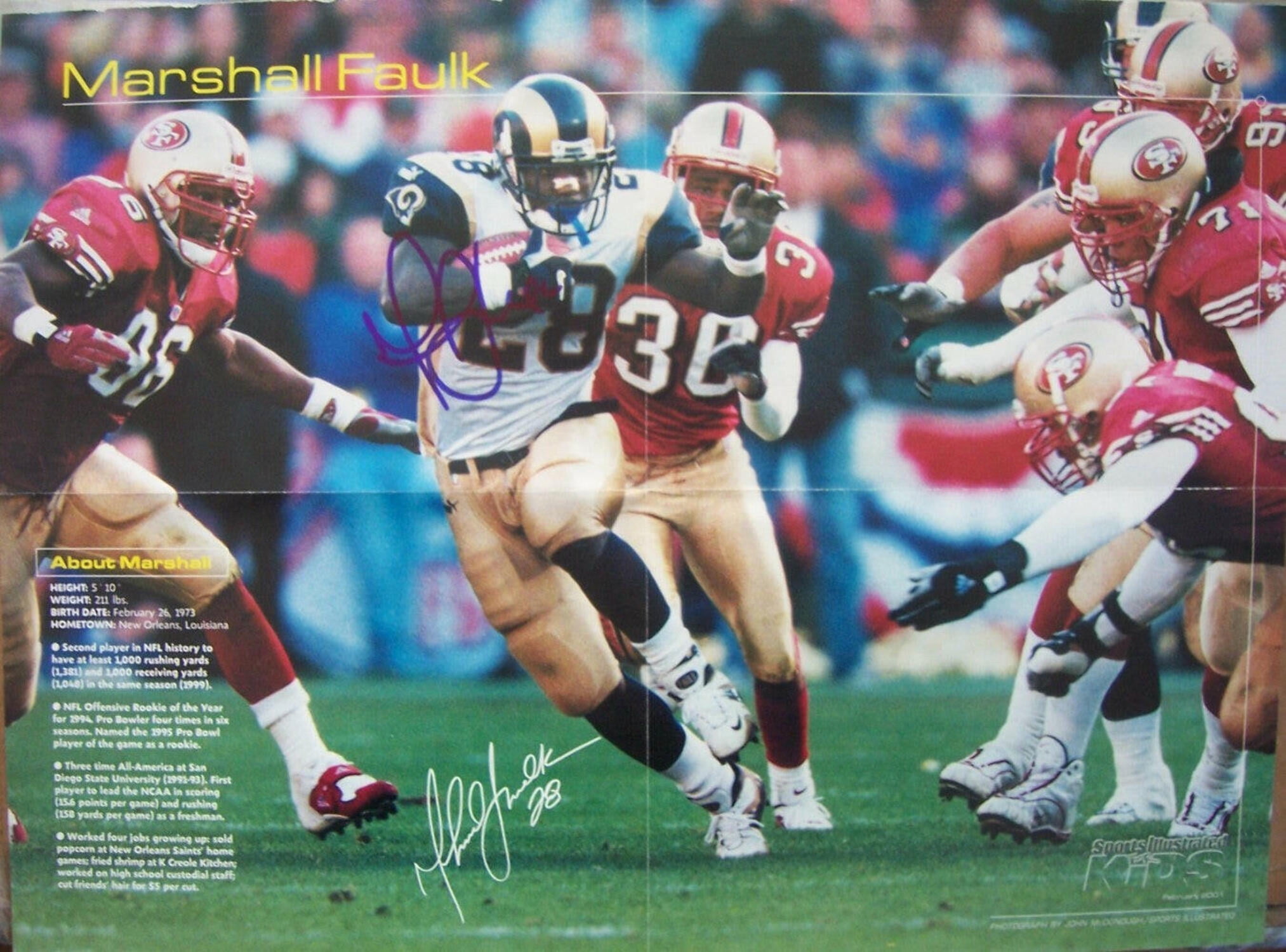 Marshall Faulk autographed St. Louis Rams 16x20 Sports Illustrated for ...