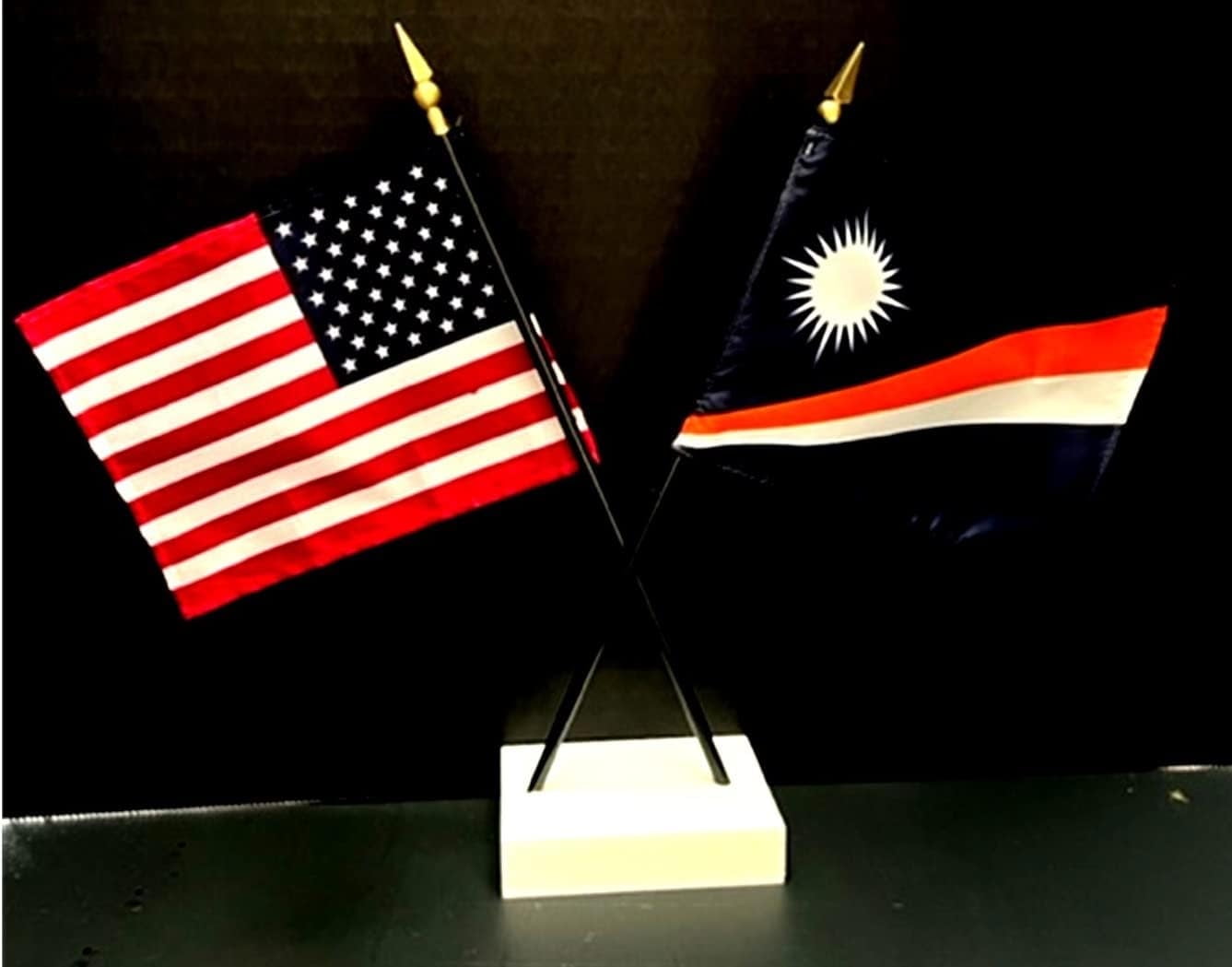Marshall Islands Desk Flag Set; Contains One USA and One Country Flag ...
