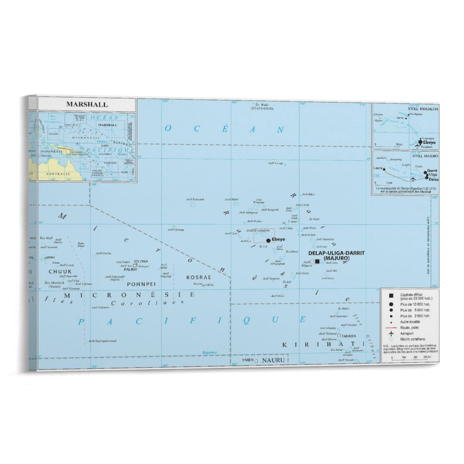 Marshall-Islands Map Posters Canvas Wall Art Poster Decorative Bedroom ...