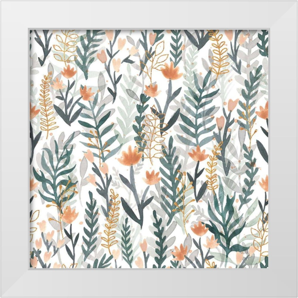 Marshall, Laura 20x20 White Modern Wood Framed Museum Art Print Titled - Spring Blooms Pattern I ...