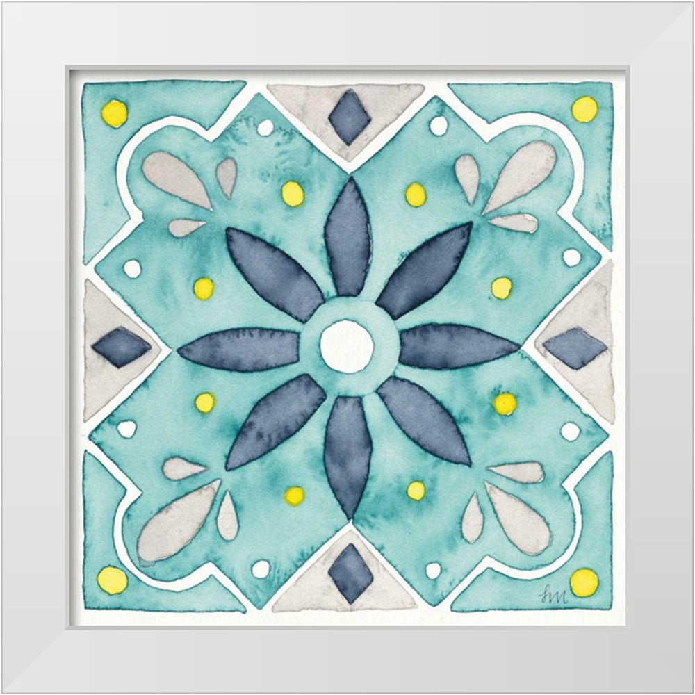 Marshall, Laura 26x26 White Modern Wood Framed Museum Art Print Titled - Garden Getaway Tile V ...