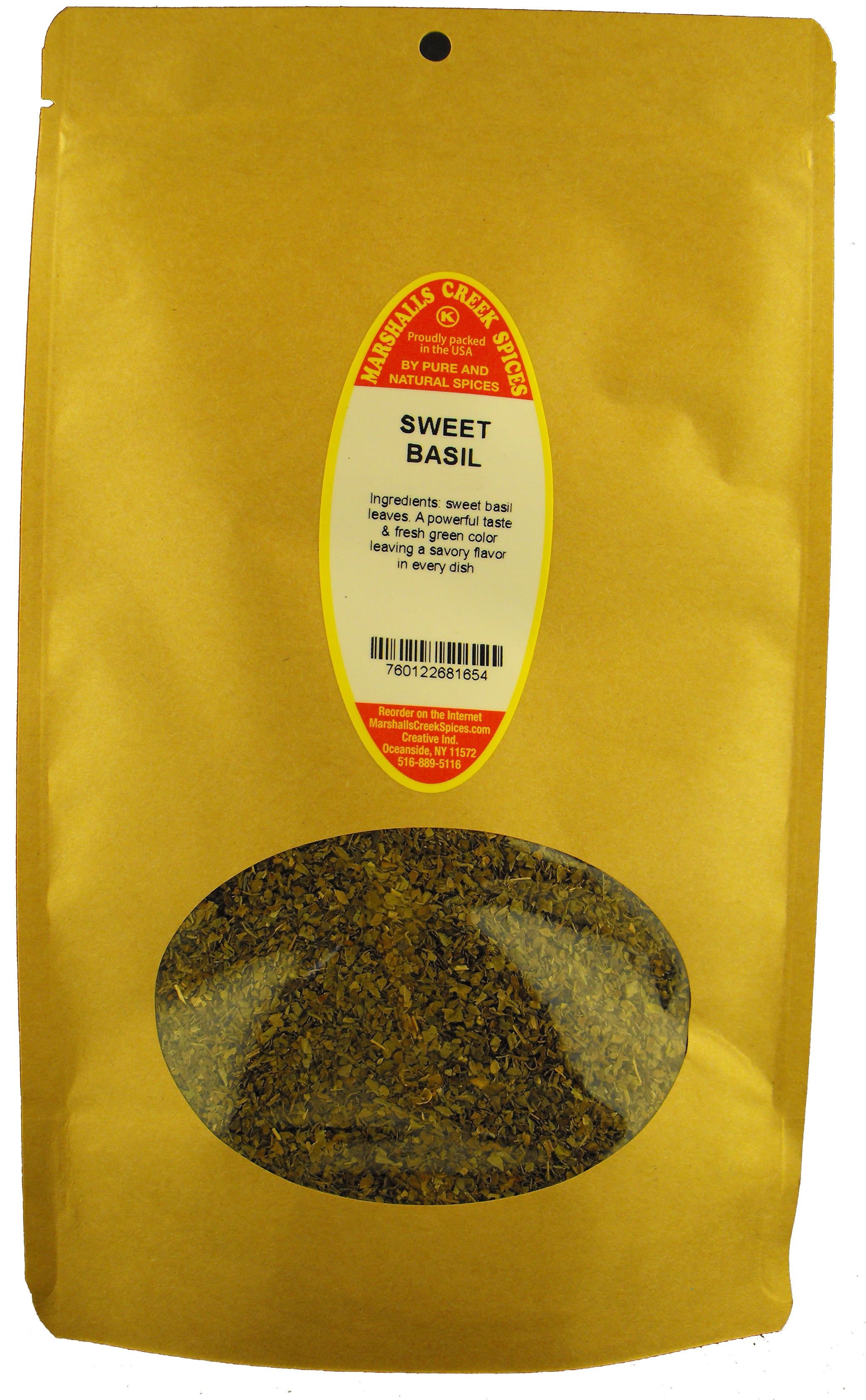 Marshalls Creek Spices BASIL SWEET, SWEET BASIL 2 oz. Kraft Stand Up ...