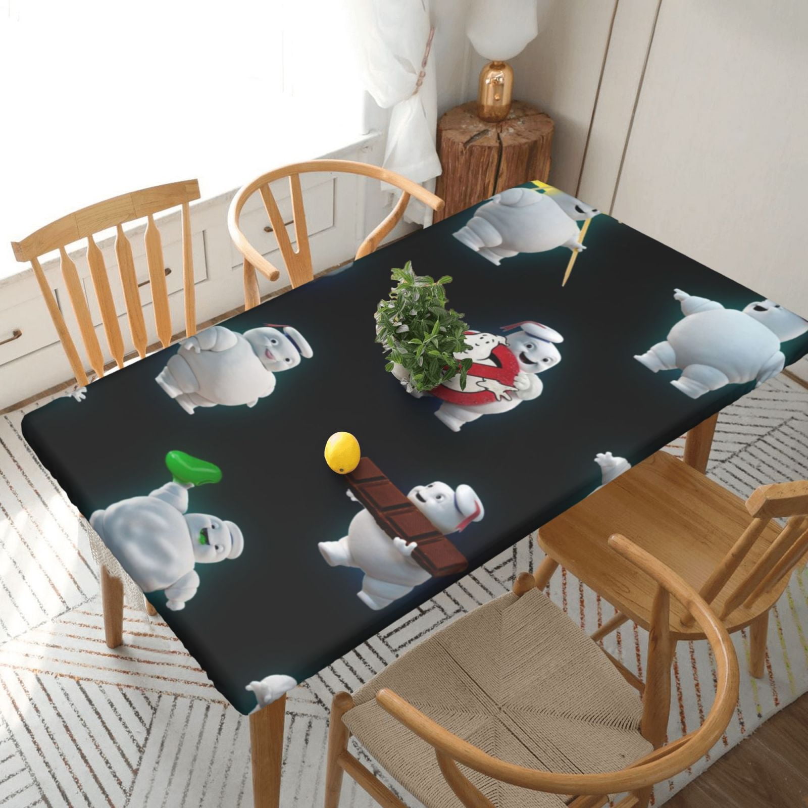 Marshmallow Ghostbusters Table Cover Reusable Fitted Rectangle Elastic ...