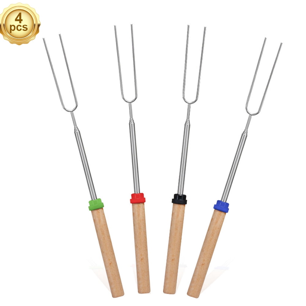 Marshmallow Roast with Wooden Handle Retractable Fork Set 32 Inch ...