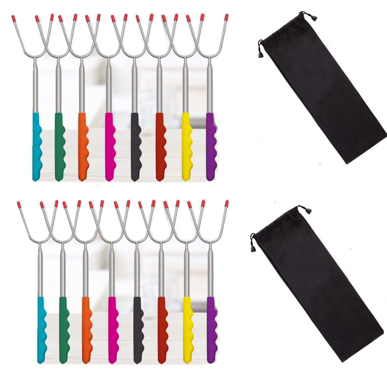 16 Pack Marshmallow Roasting Sticks, Telescoping Metal Skewers for Fire ...