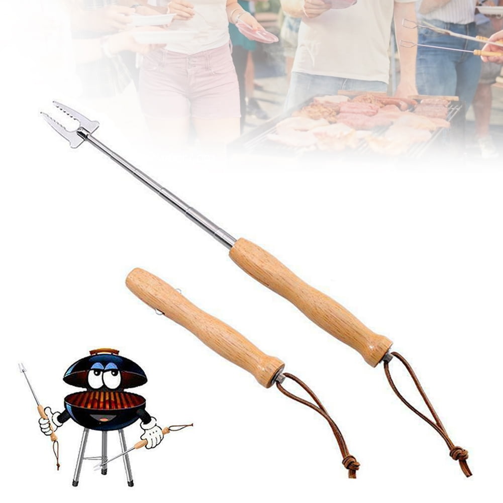 Marshmallow Roasting Sticks with Wooden Handle Extendable Forks Telescoping Skewers for Picnic ...