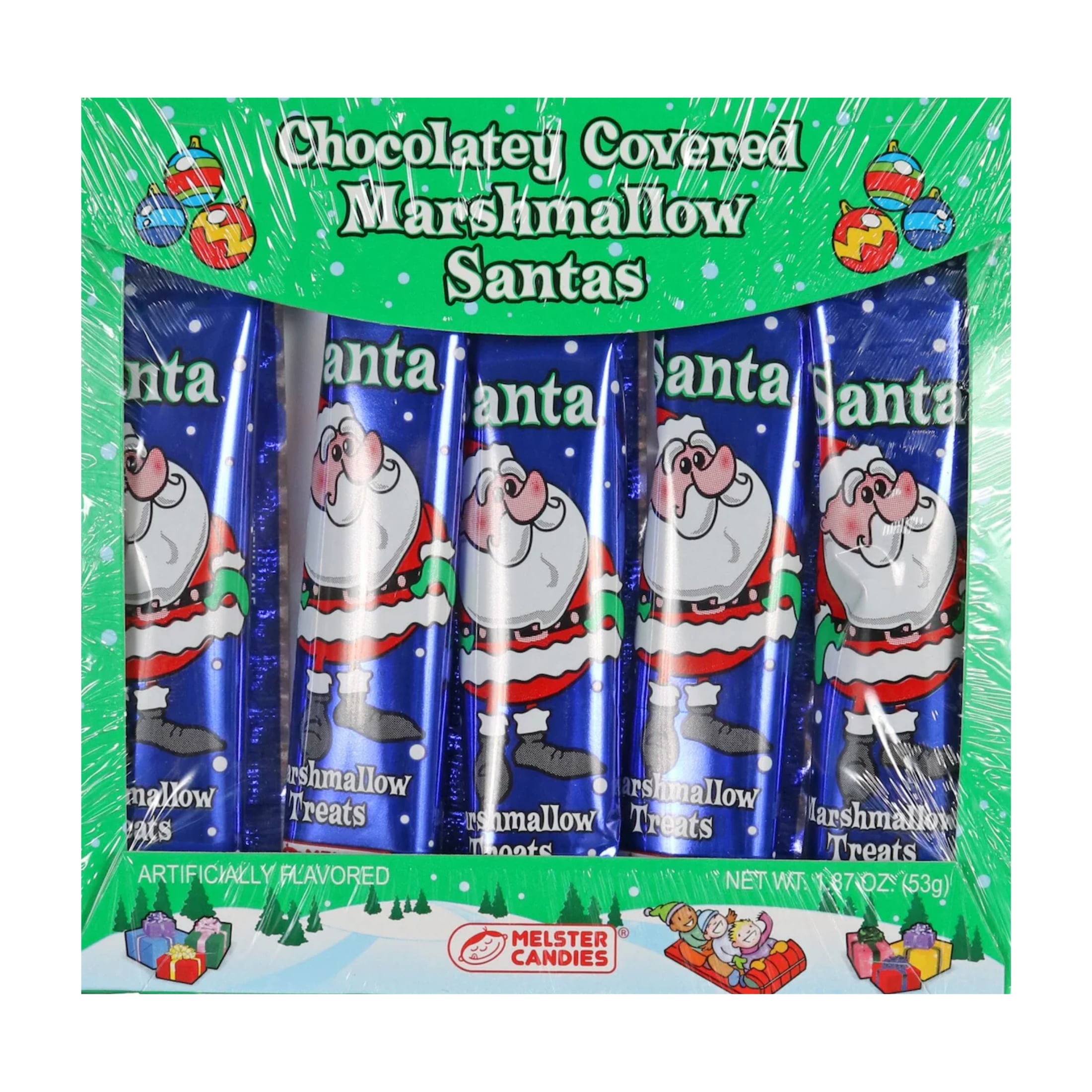 Marshmallow Santas Chocolate Covered 1.87 oz Individually Wrapped Candy ...