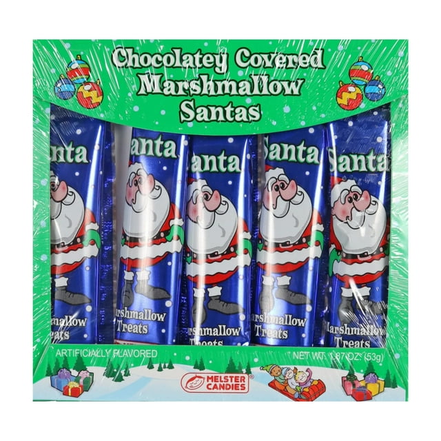 Marshmallow Santas Chocolate Covered 1.87 oz Individually Wrapped Candy ...