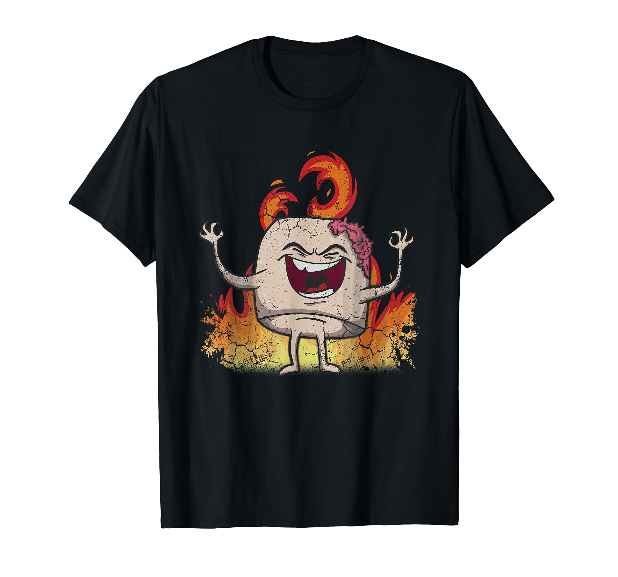 Marshmallow Zombie Smore Halloween Camping Crew Neck Black T-Shirt ...