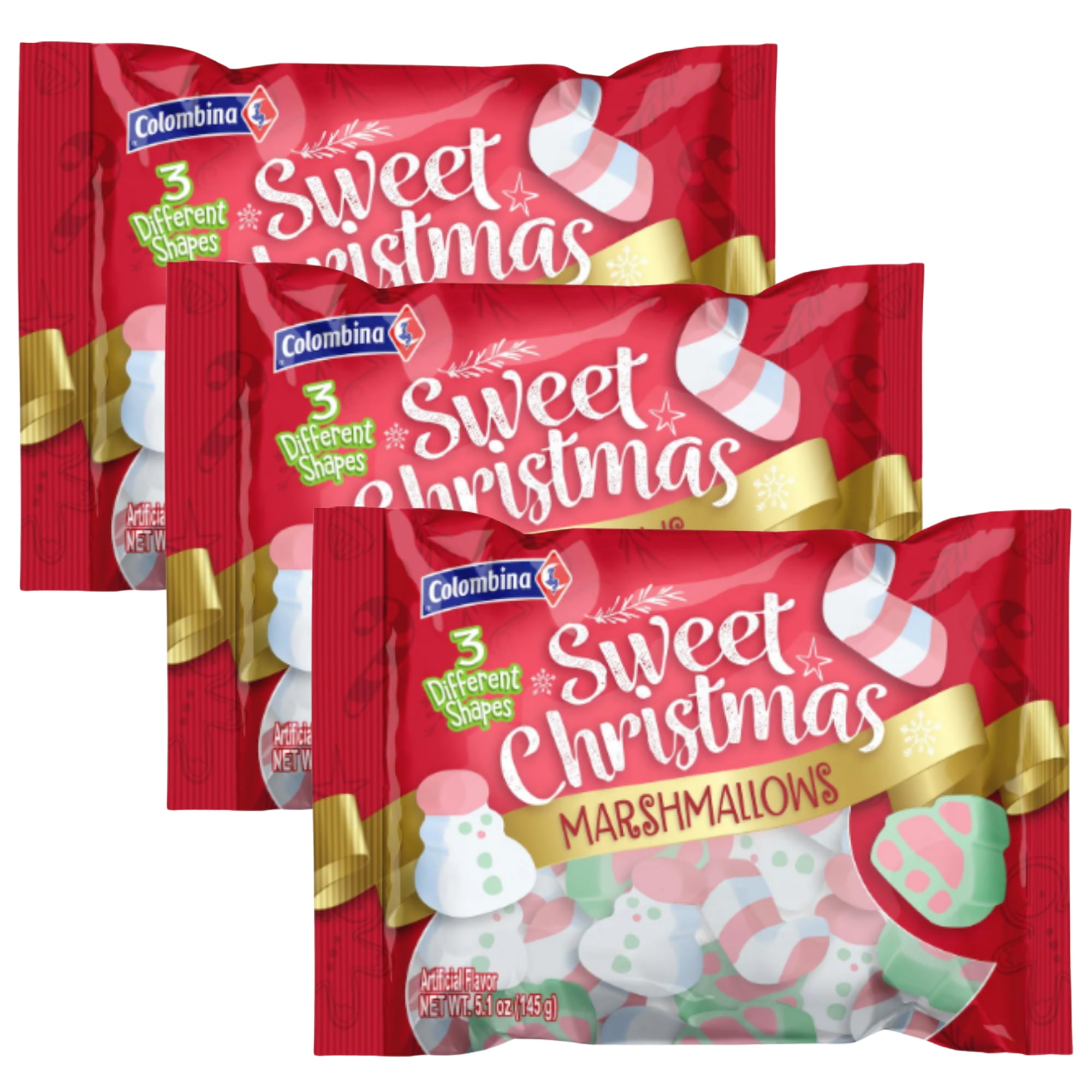 Marshmallows Sweet Christmas Trees Cane Santa Shaped Vanilla Flavored ...