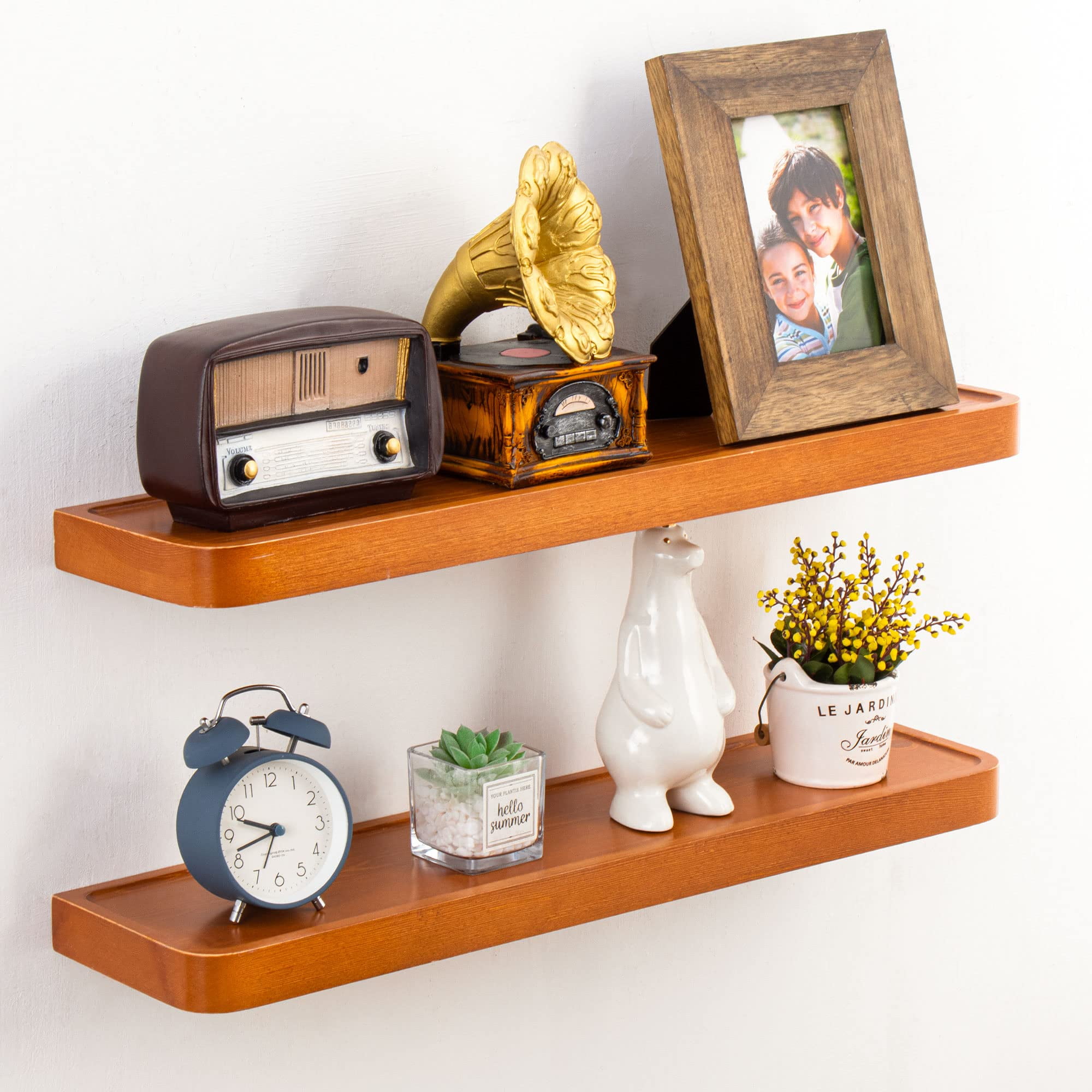Marsmiles 24 inch Pine Solid Wood Flaoting Shelves Set of 2,, Wall ...